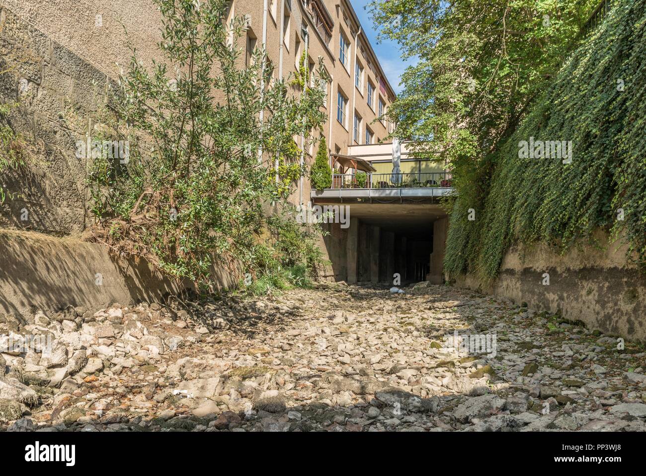 Dry water channel on the Danube in Regensburg, Germany Stock Photo - Alamy