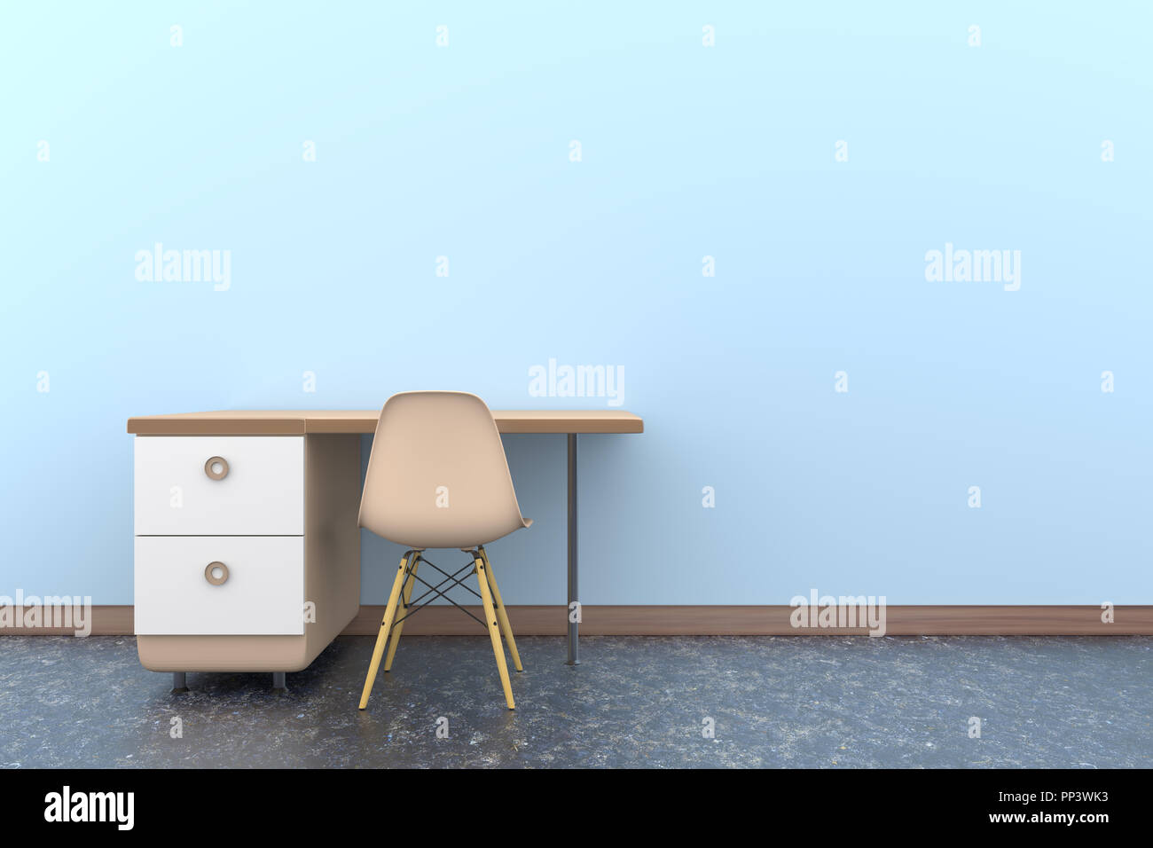 3d table chair office background Stock Photo - Alamy