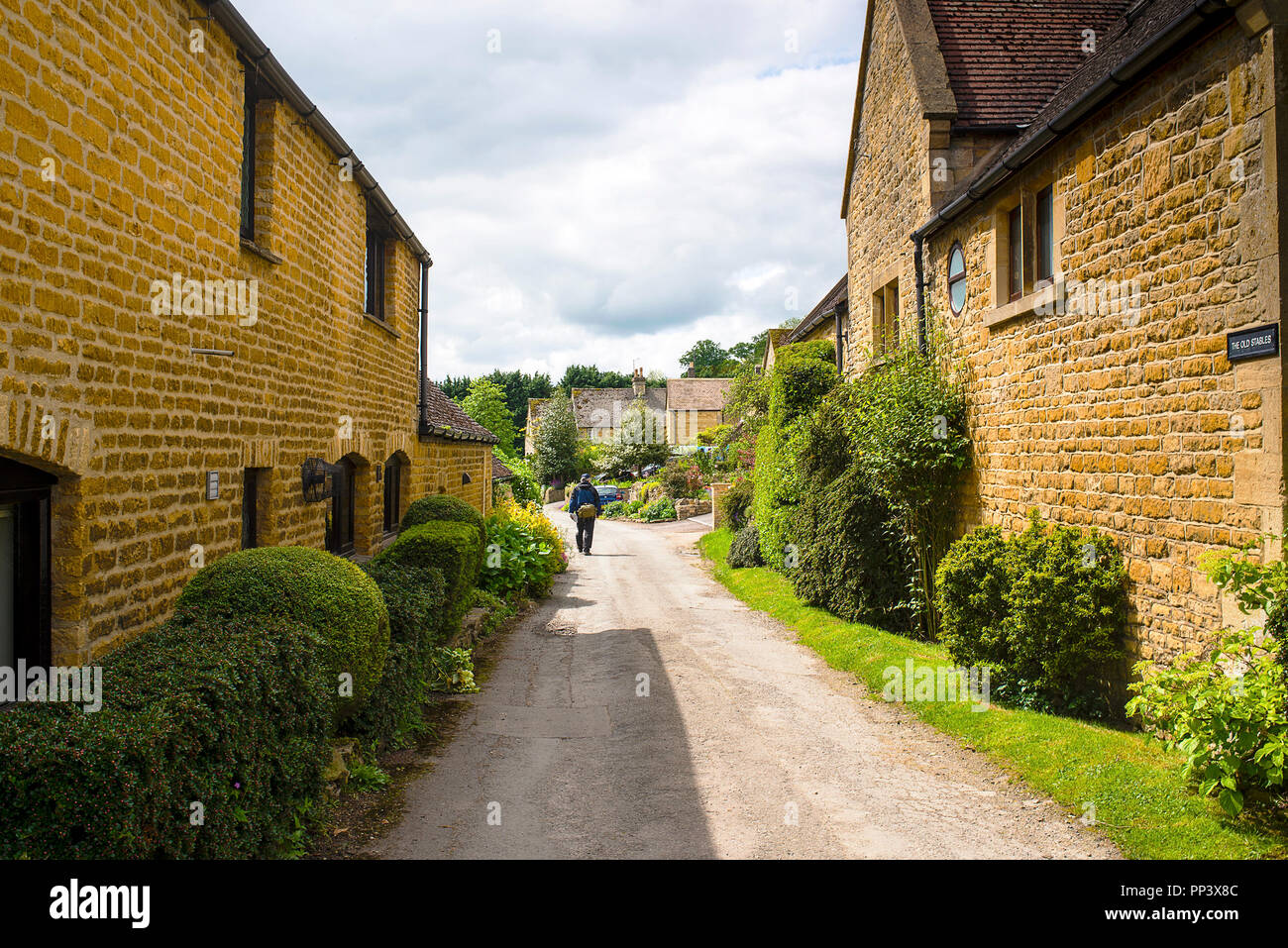 Longborough Cotswold Village on the public path in England Stock Photo ...