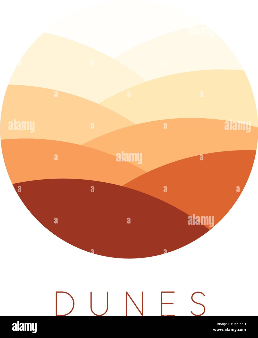 Sand dunes vector icon. Desert landscape logo template. Abstract round ...