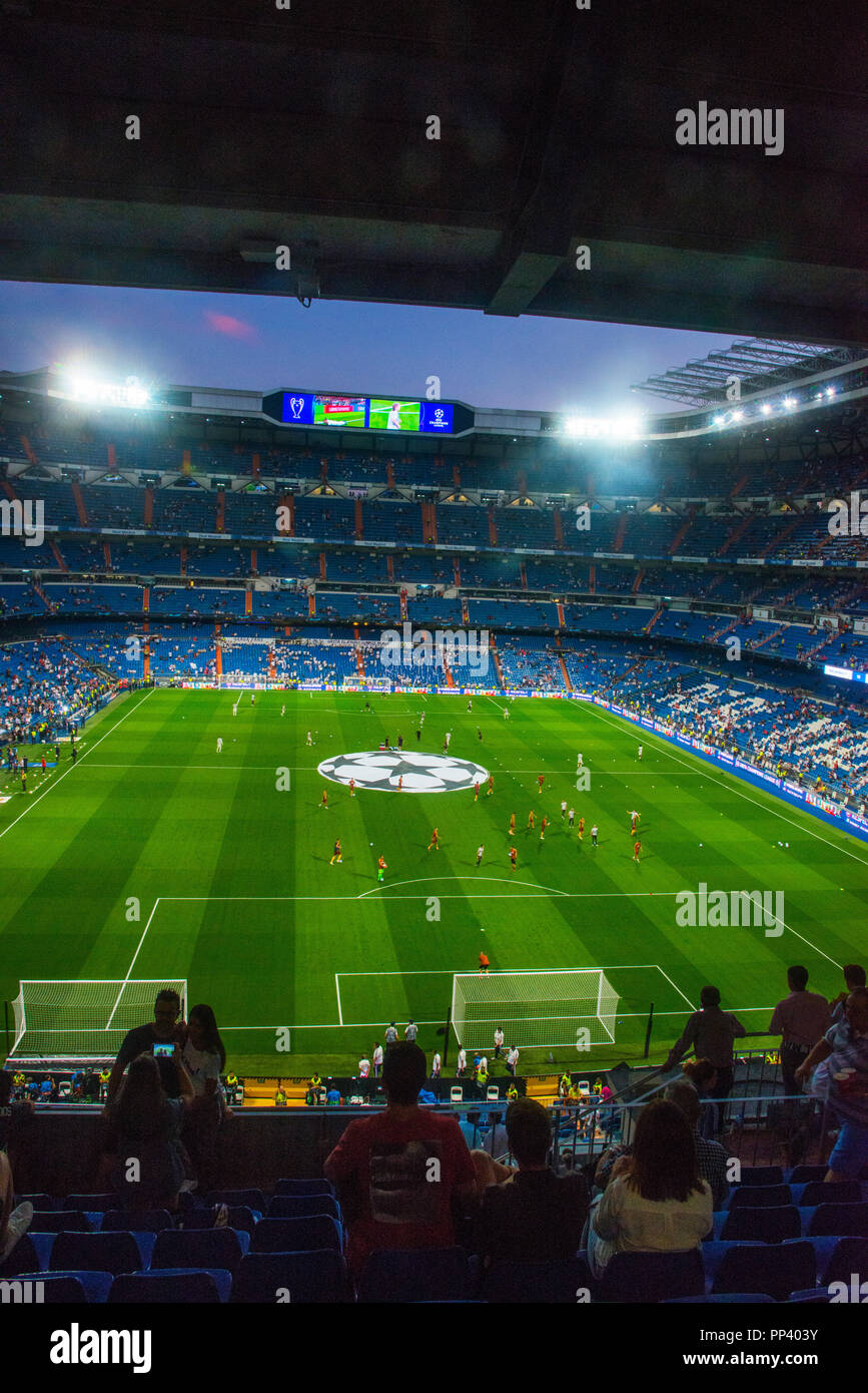Santiago Bernabeu stadium before a Champions League football match ...