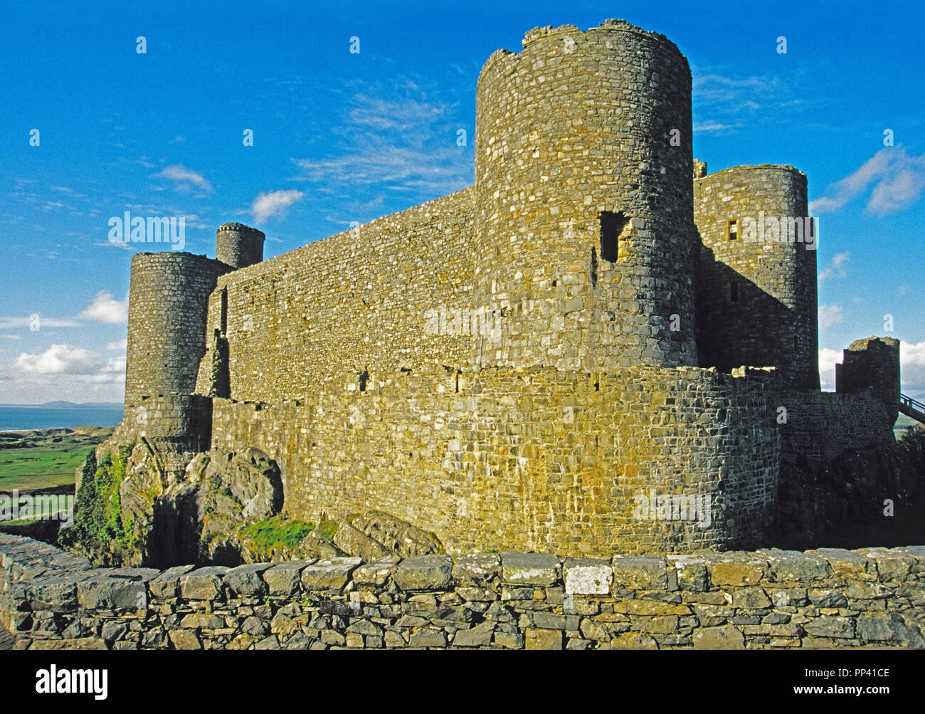 Harlech Castle in Gwynned, Wales, facing Irish Sea Stock Photo - Alamy