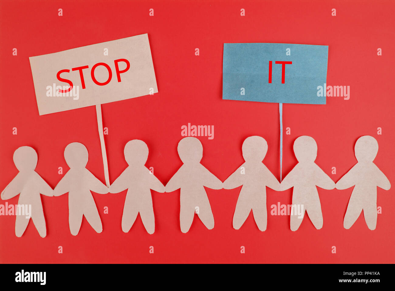 paper people with posters on the strike Stock Photo - Alamy