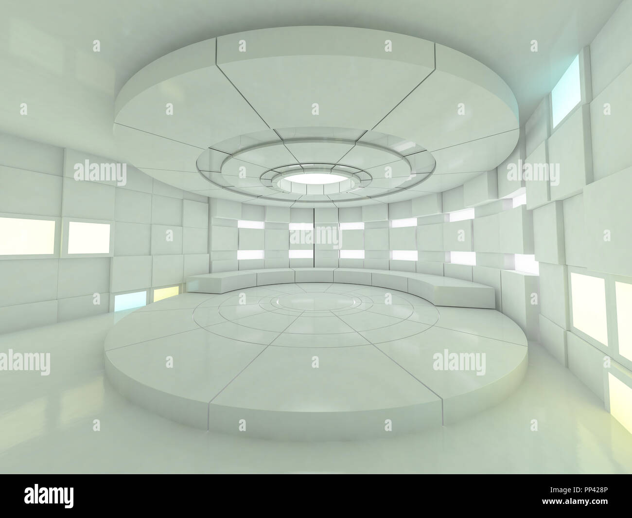 Abstract modern architecture background, empty open space interior. 3D ...