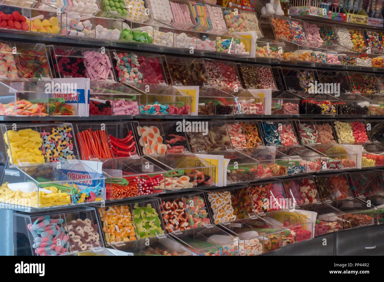Display of pick and mix sweets in shop. Sardinia. Italy Stock Photo - Alamy
