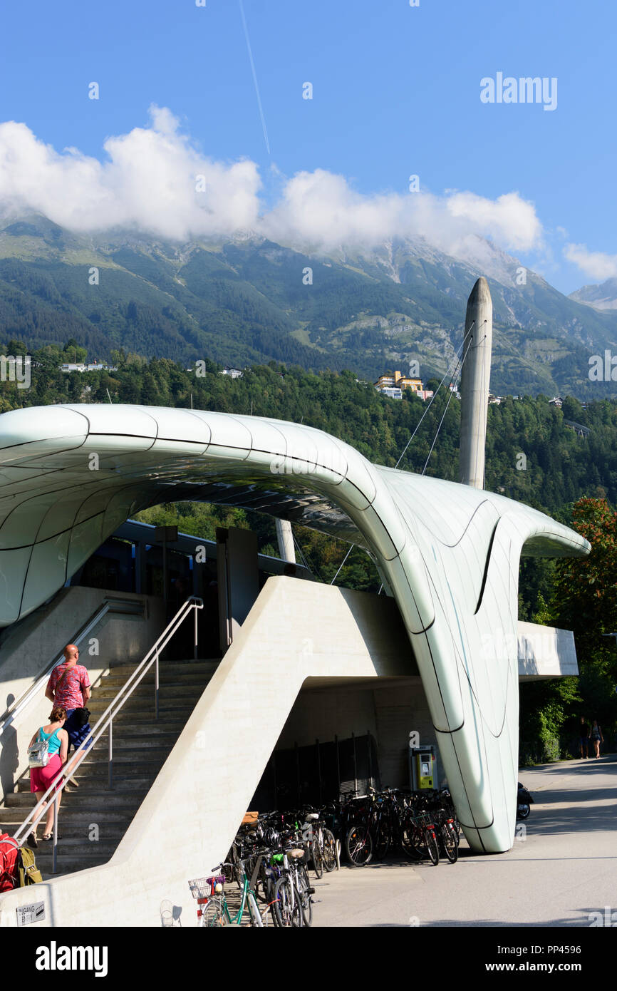 Innsbruck: Hungerburgbahn hybrid funicular railway, station Löwenhaus ...