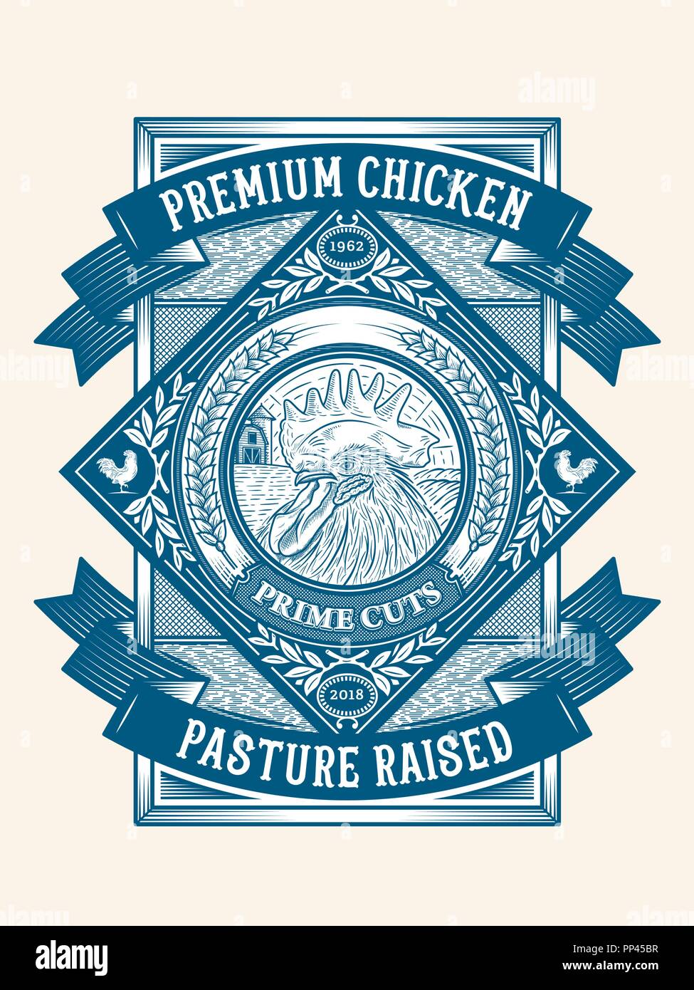 Premium chicken pasture raised badge 1 is a vector illustration all ...