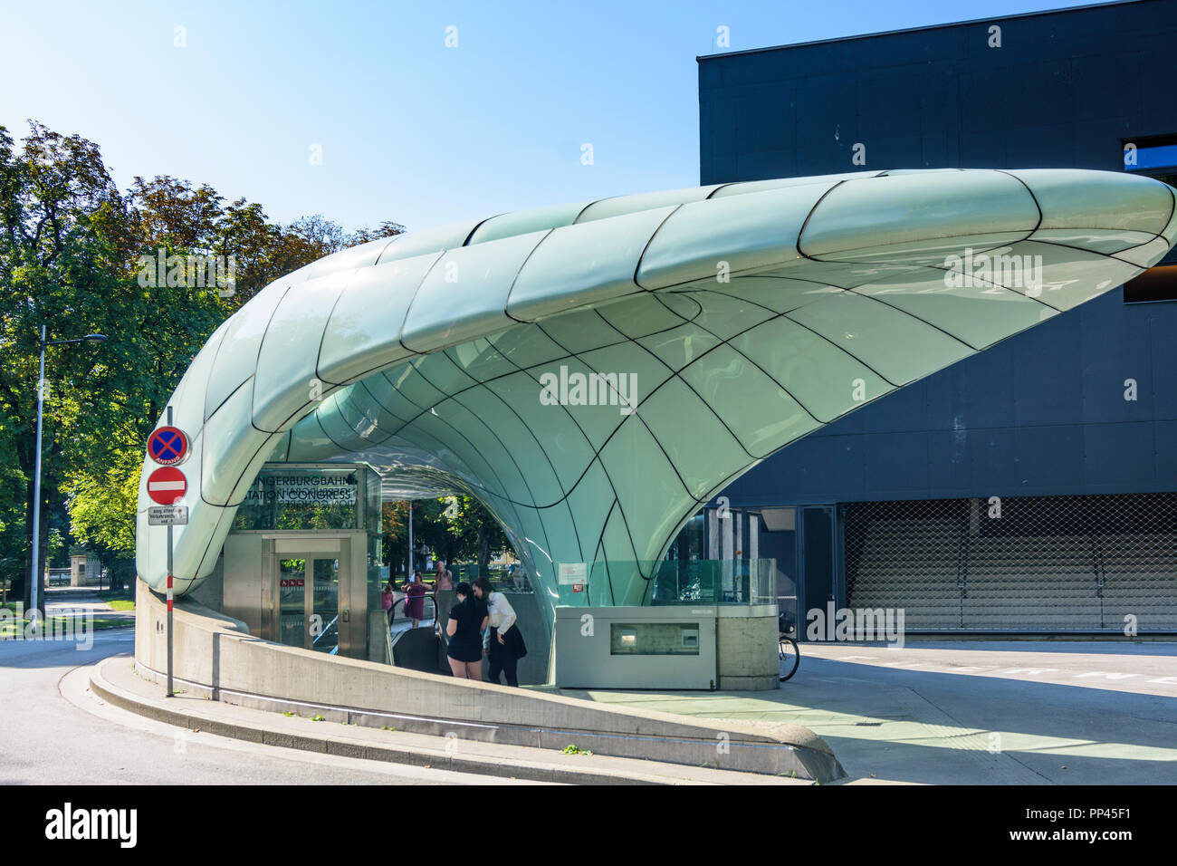 Innsbruck: Hungerburgbahn hybrid funicular railway, station Congress ...