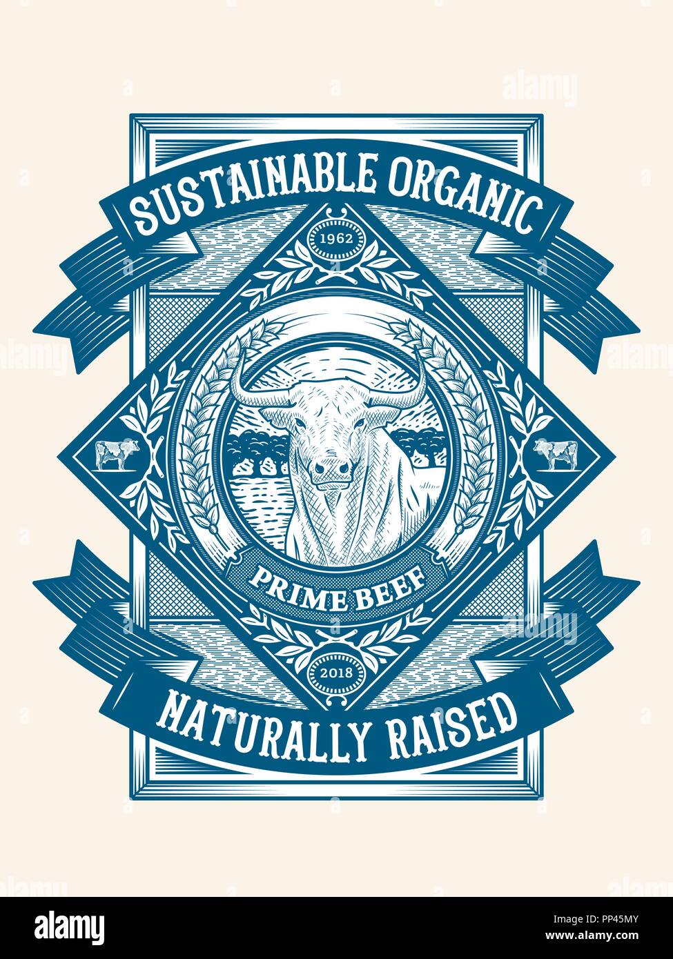 Sustainable organic pasture raised badge 2 is a vector illustration ...