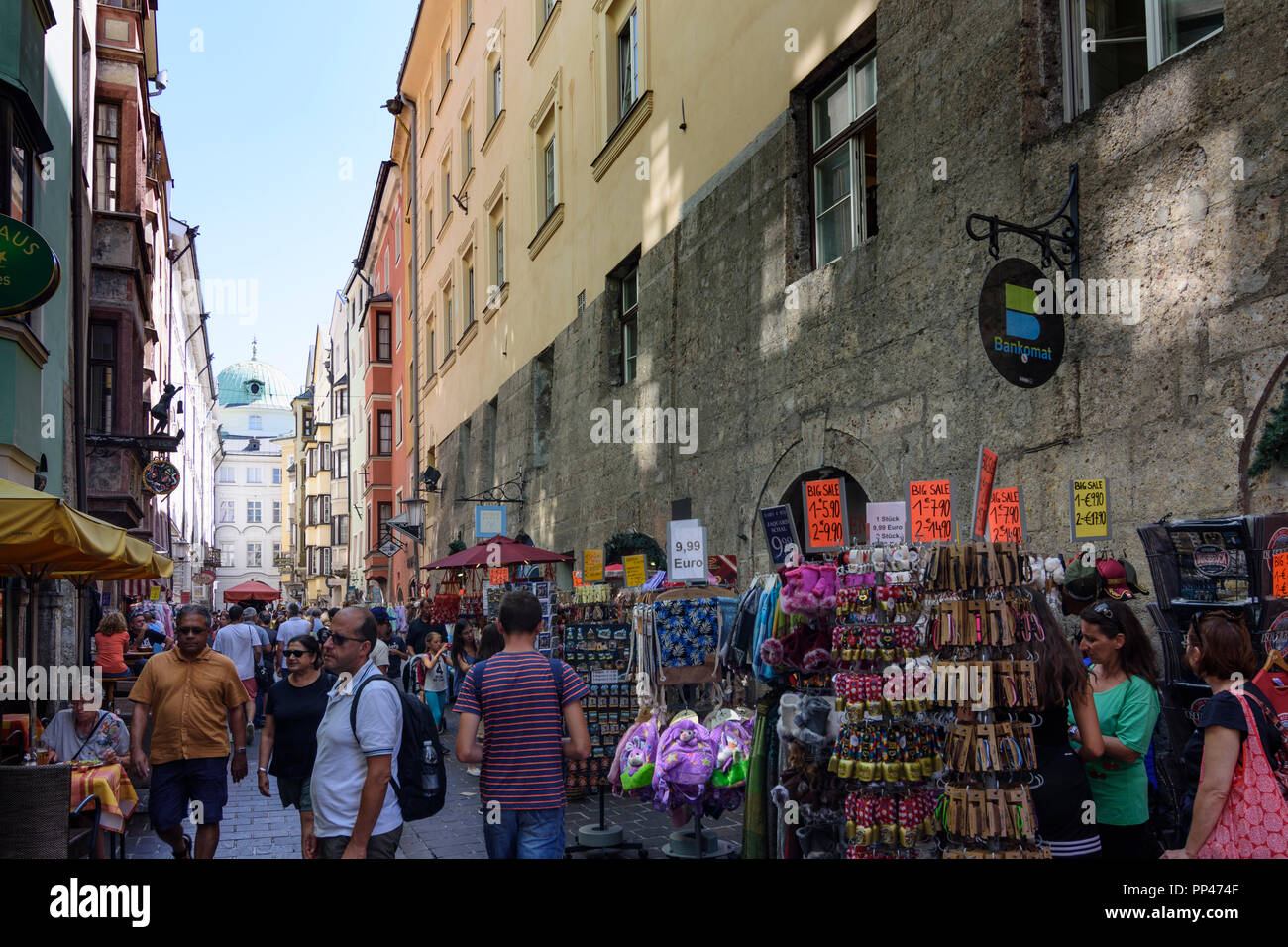 Innsbruck: street Hofgasse, souvenir shop, tourists, Region Innsbruck ...