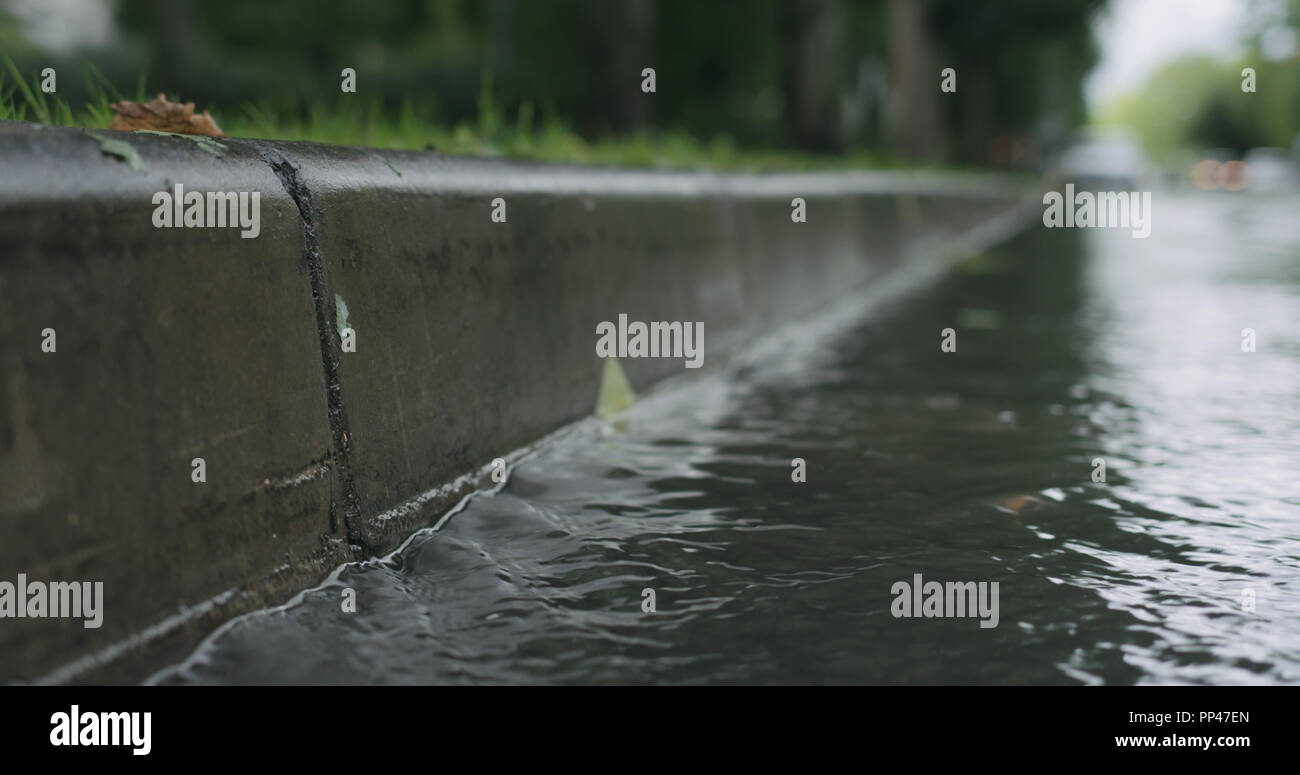 water streams on the street after rain, wide photo Stock Photo - Alamy