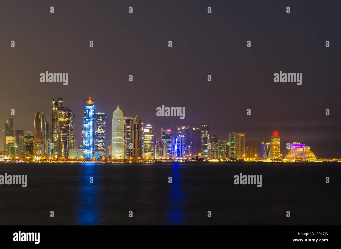 Doha City at night, Qatar Stock Photo - Alamy