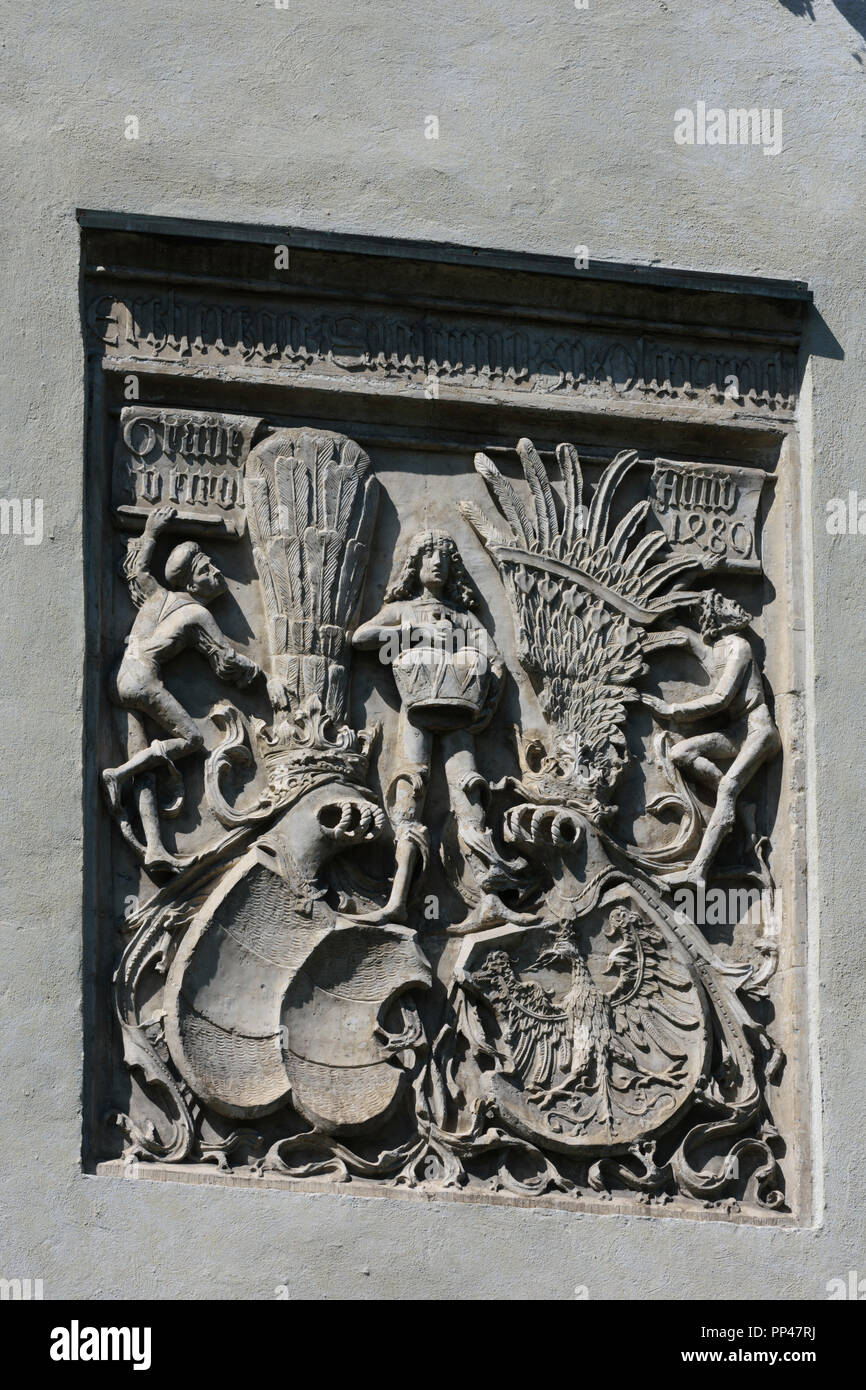 Hall in Tirol: bas relief at gate of castle Hasegg, Region Hall-Wattens ...