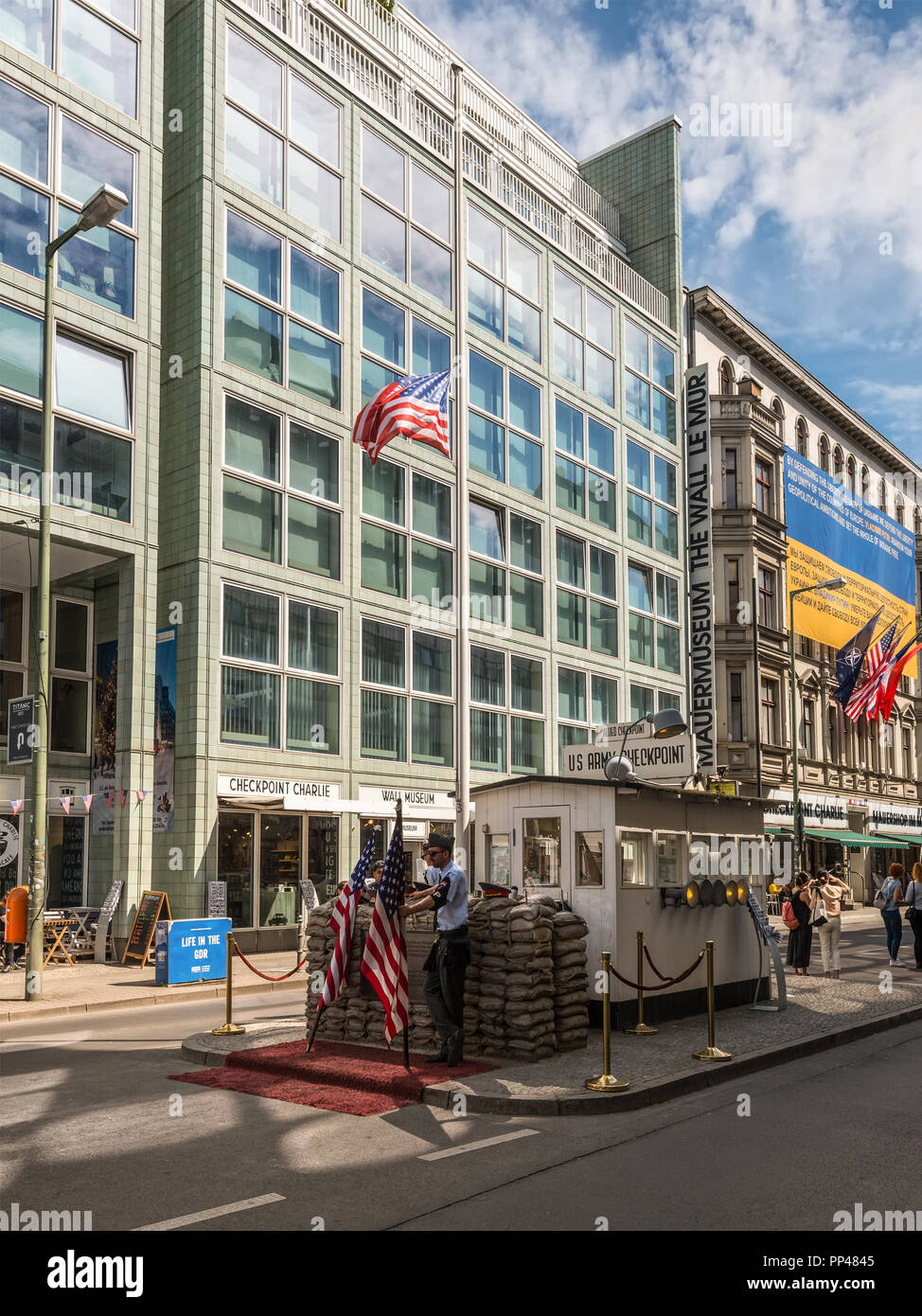 Berlin, Germany - May 28, 2017: Checkpoint Charlie historical border ...