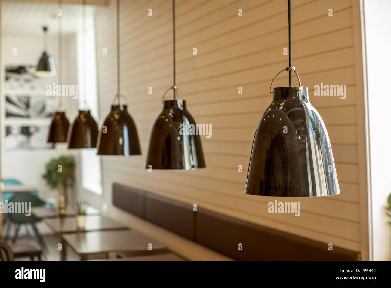 Symmetrical lamps in a room in Norway Stock Photo - Alamy