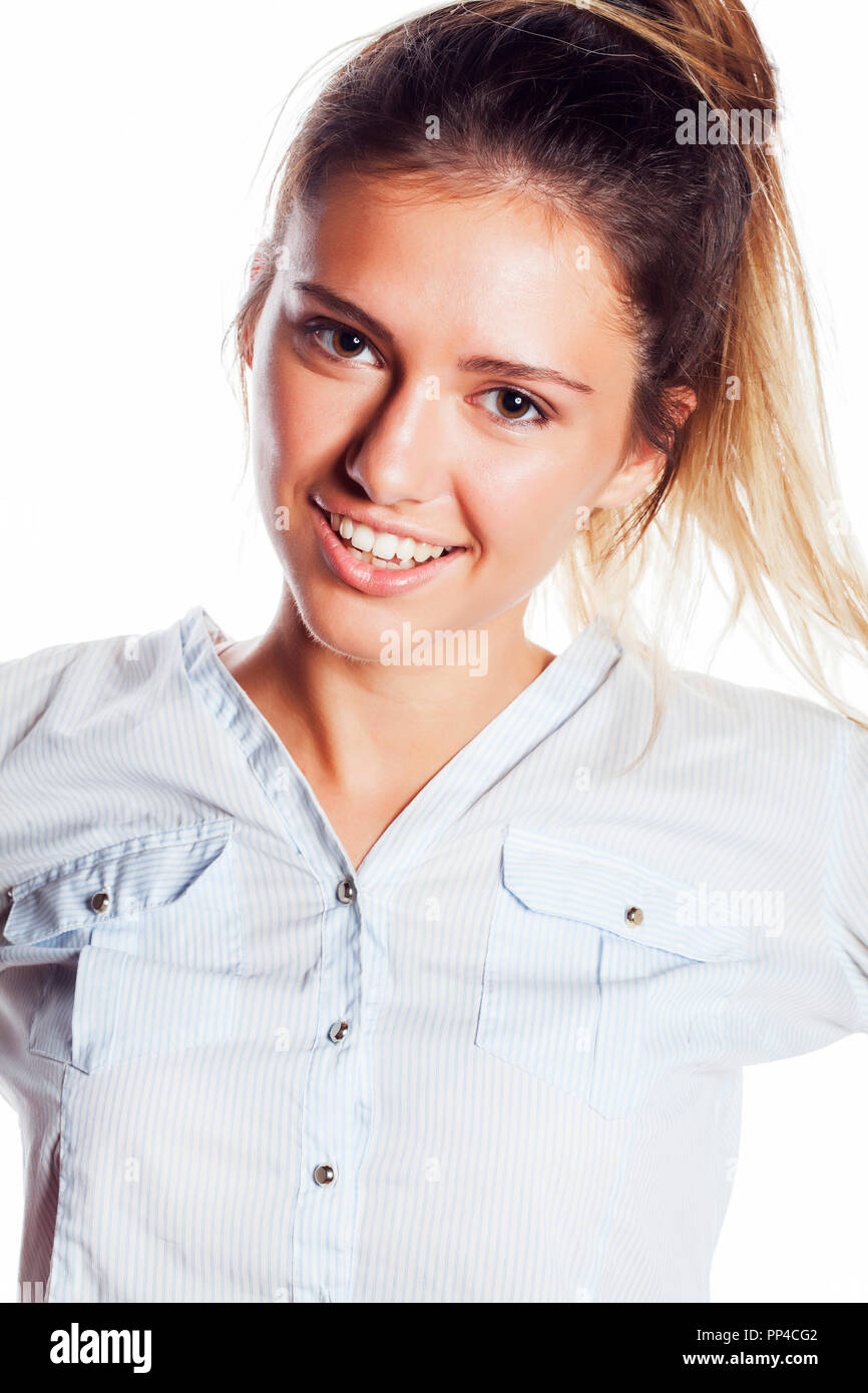 cute young pretty girl thinking on white background isolated clo Stock ...