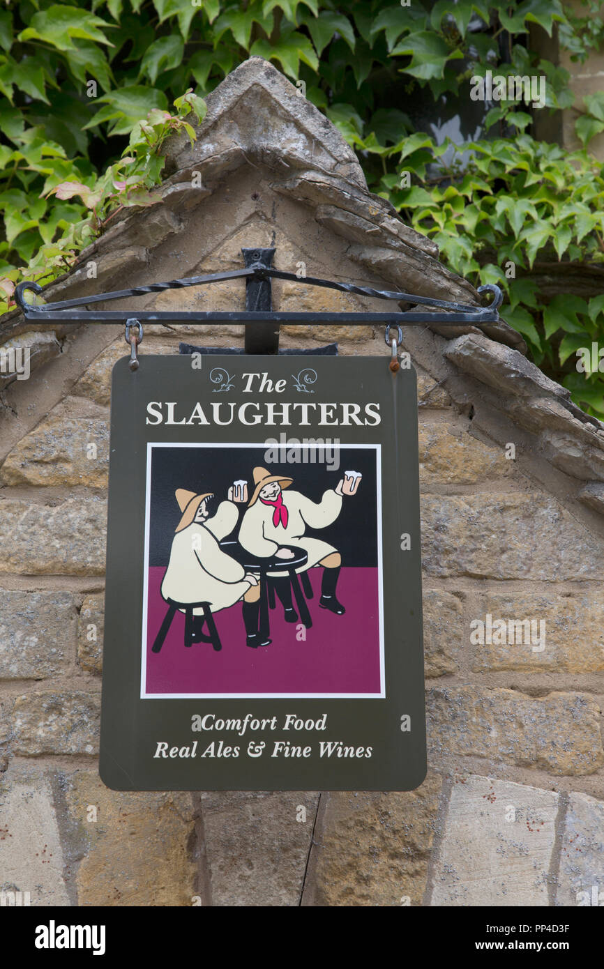 Slaughters Pub Sign; Lower Slaughter; Cotswolds; England; UK Stock ...
