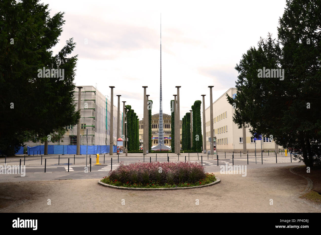 View of the Centennial hall and Iglica ("Spire") in Wroclaw, Poland ...