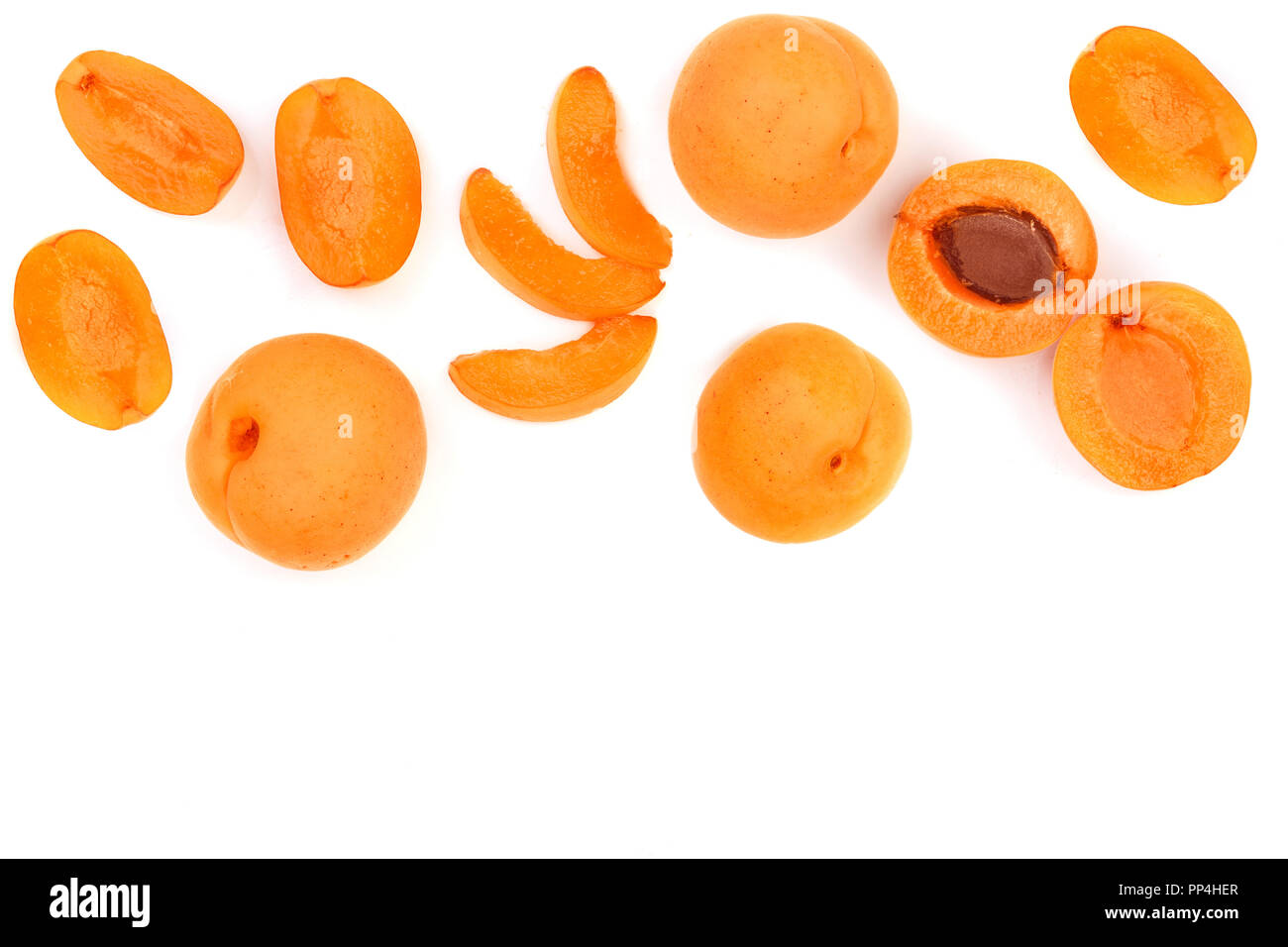 Apricot fruits isolated on white background with copy space for your ...