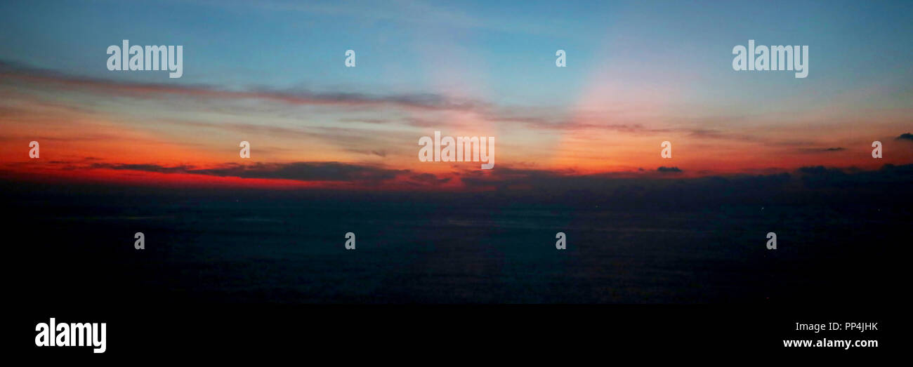 Banner of sunset sky in orange and blue colors Stock Photo - Alamy