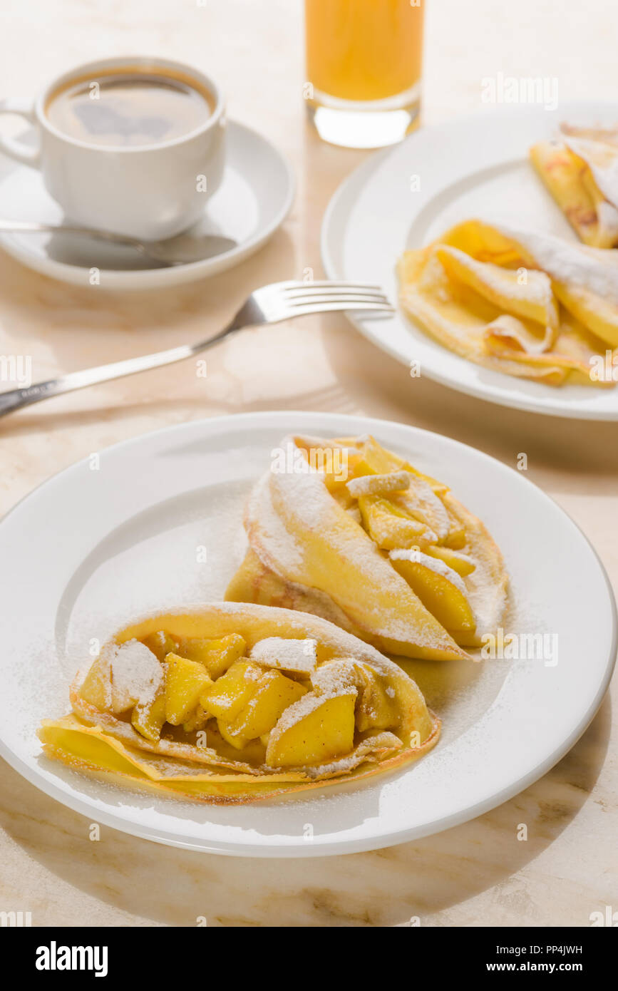 Pancakes and juice Stock Photo - Alamy