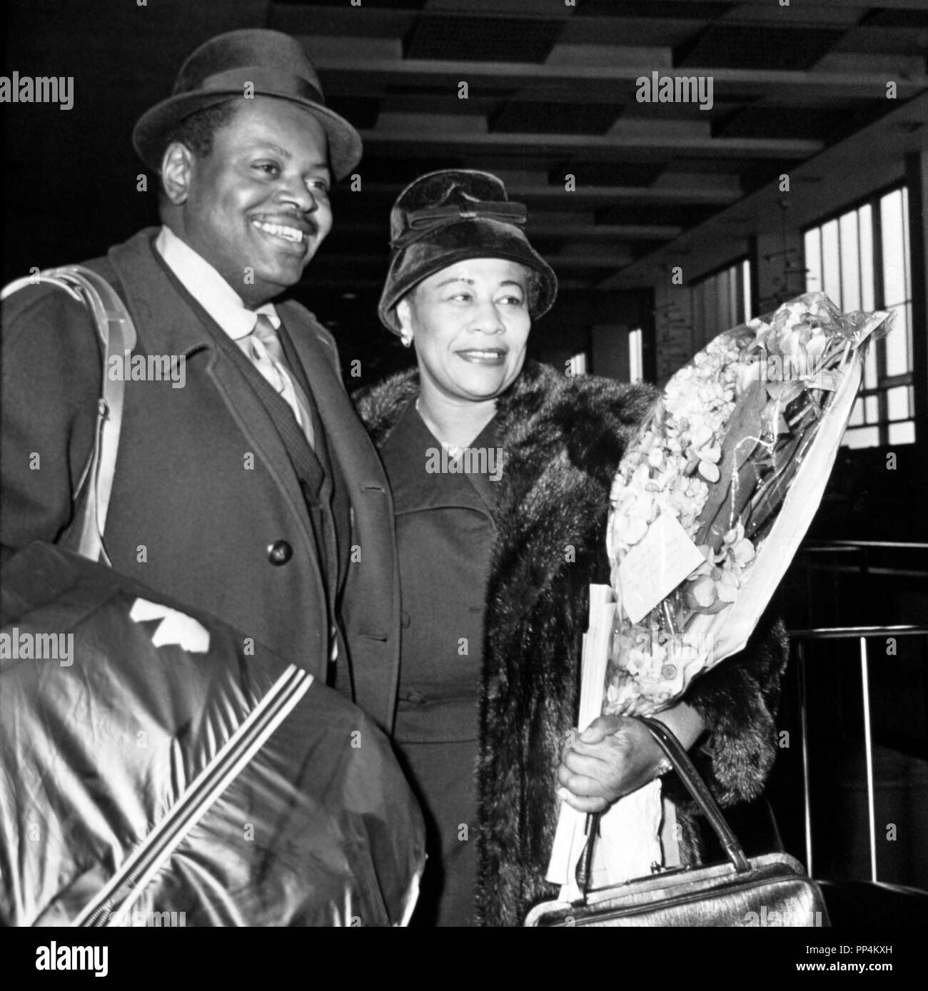 Ella Fitzgerald and Oscar Peterson arrive for a concert at London's ...
