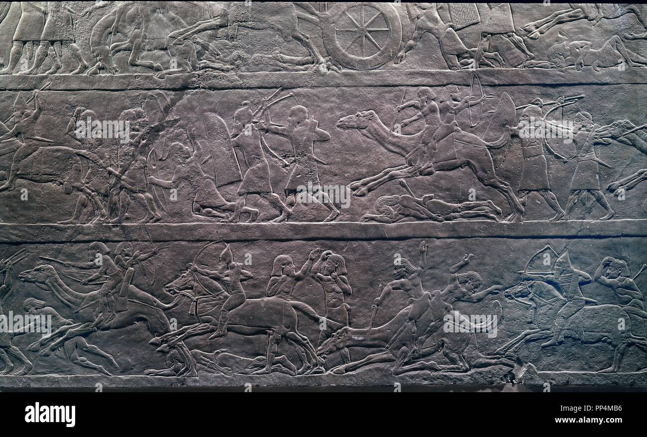 RELIEVE ASIRIO - SOLDADOS ASIRIOS PERSIGUIENDO AL EJERCITO ARABE ...