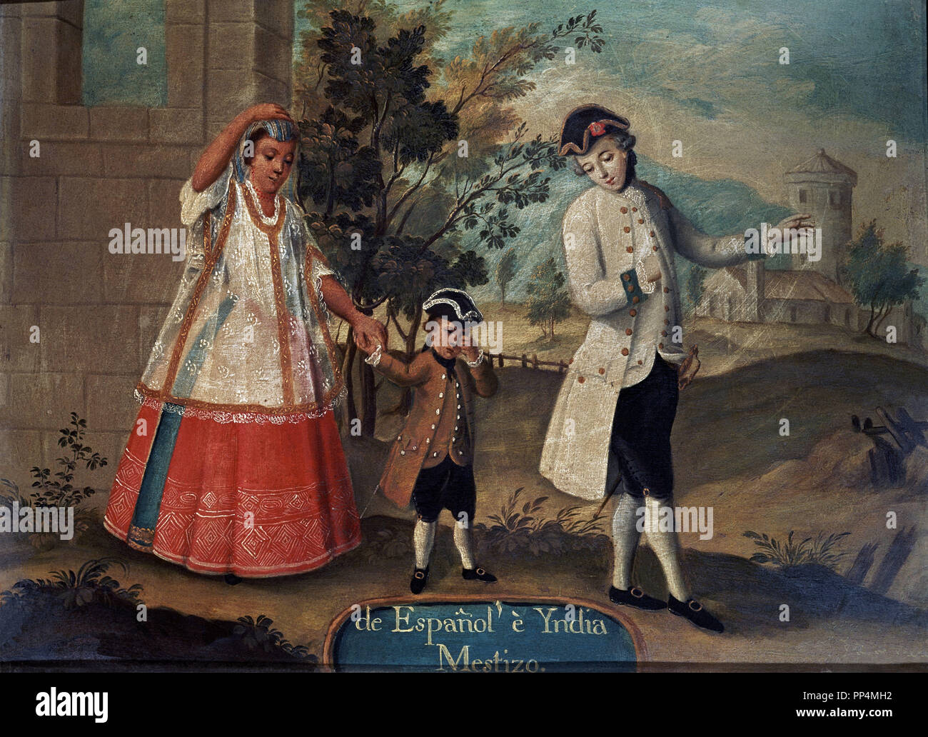 Mixity: Of Spain and India. 18th century. Copperplate painting (48 x 36 ...
