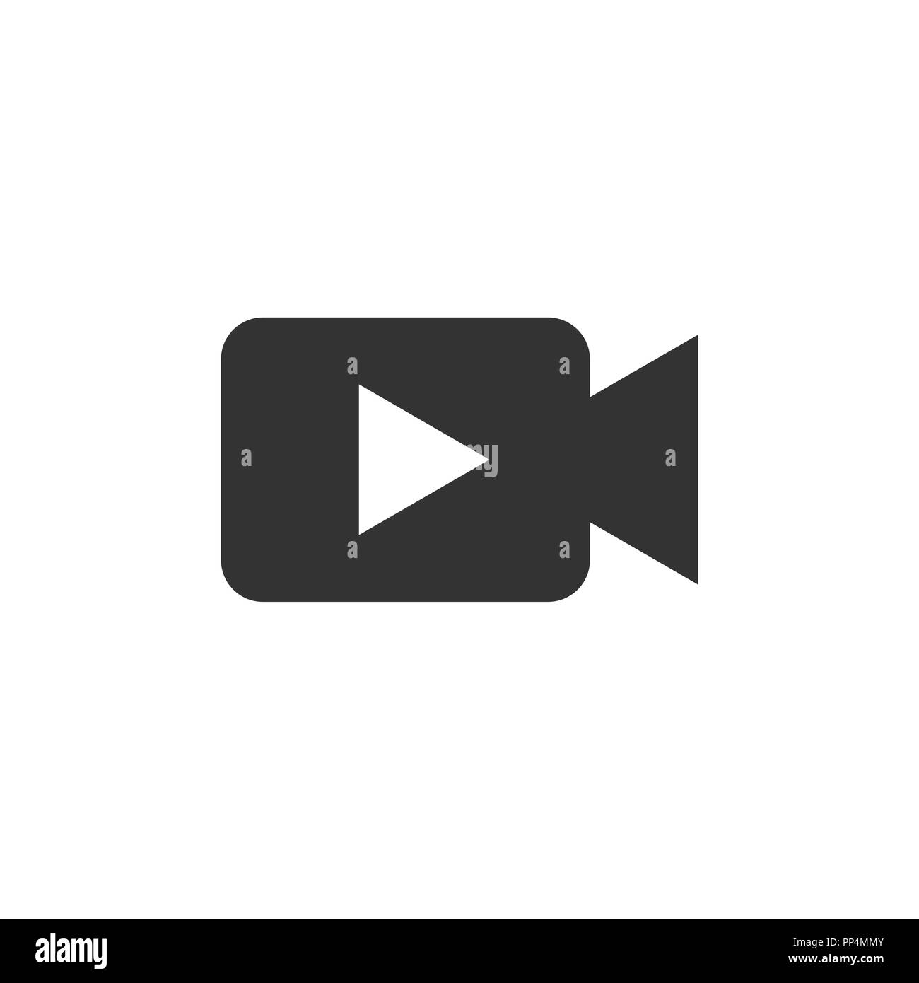 Video camera icon in flat style. Movie play vector illustration on ...