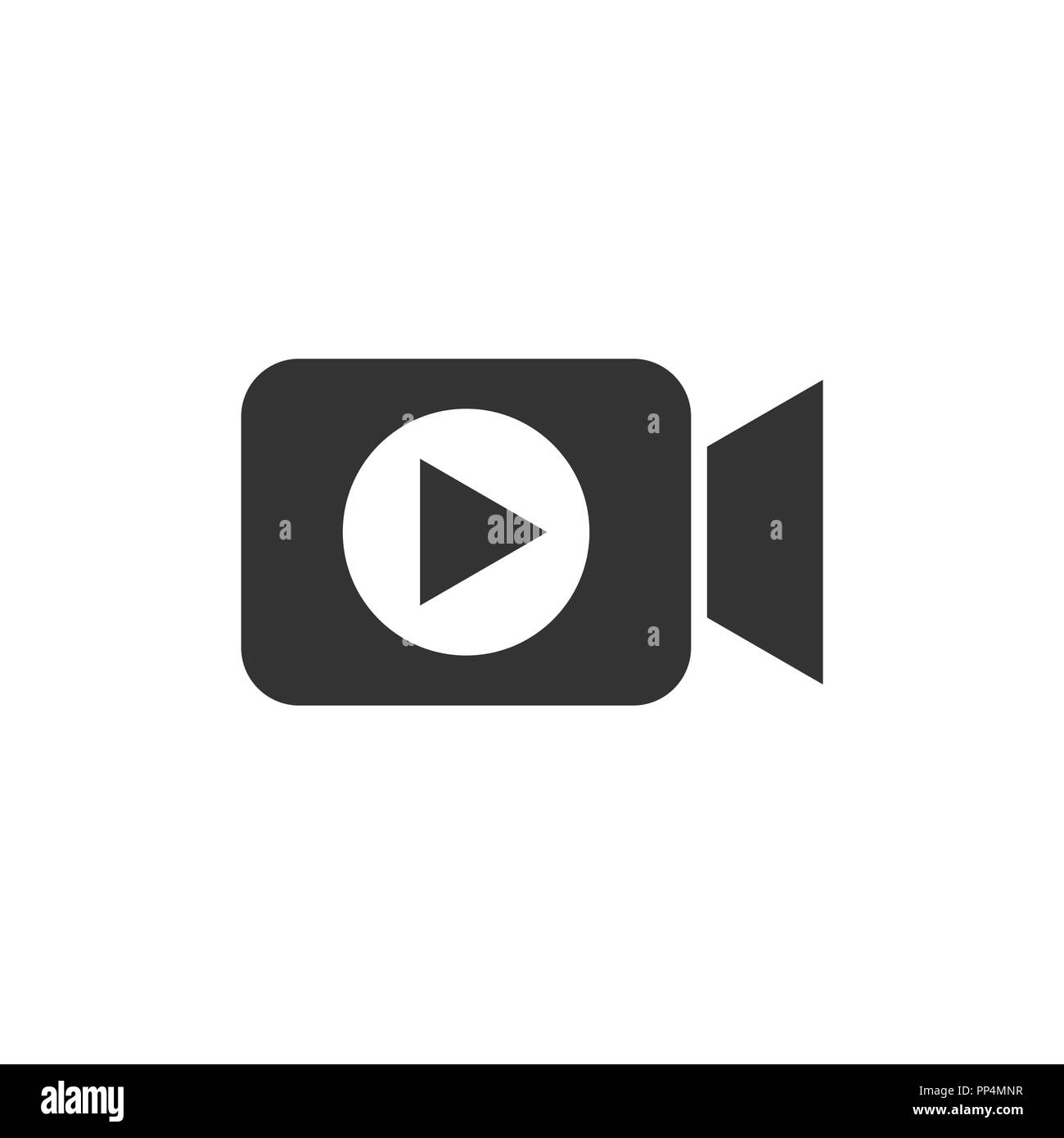 Video camera icon in flat style. Movie play vector illustration on ...