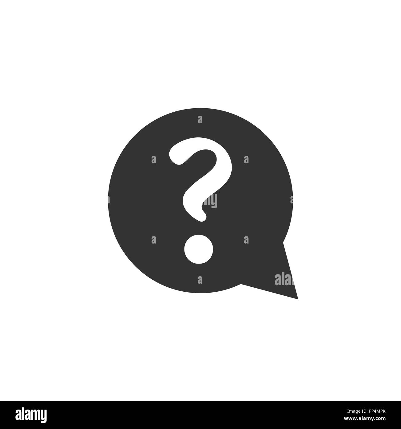 Question mark icon in flat style. Discussion speech bubble vector ...
