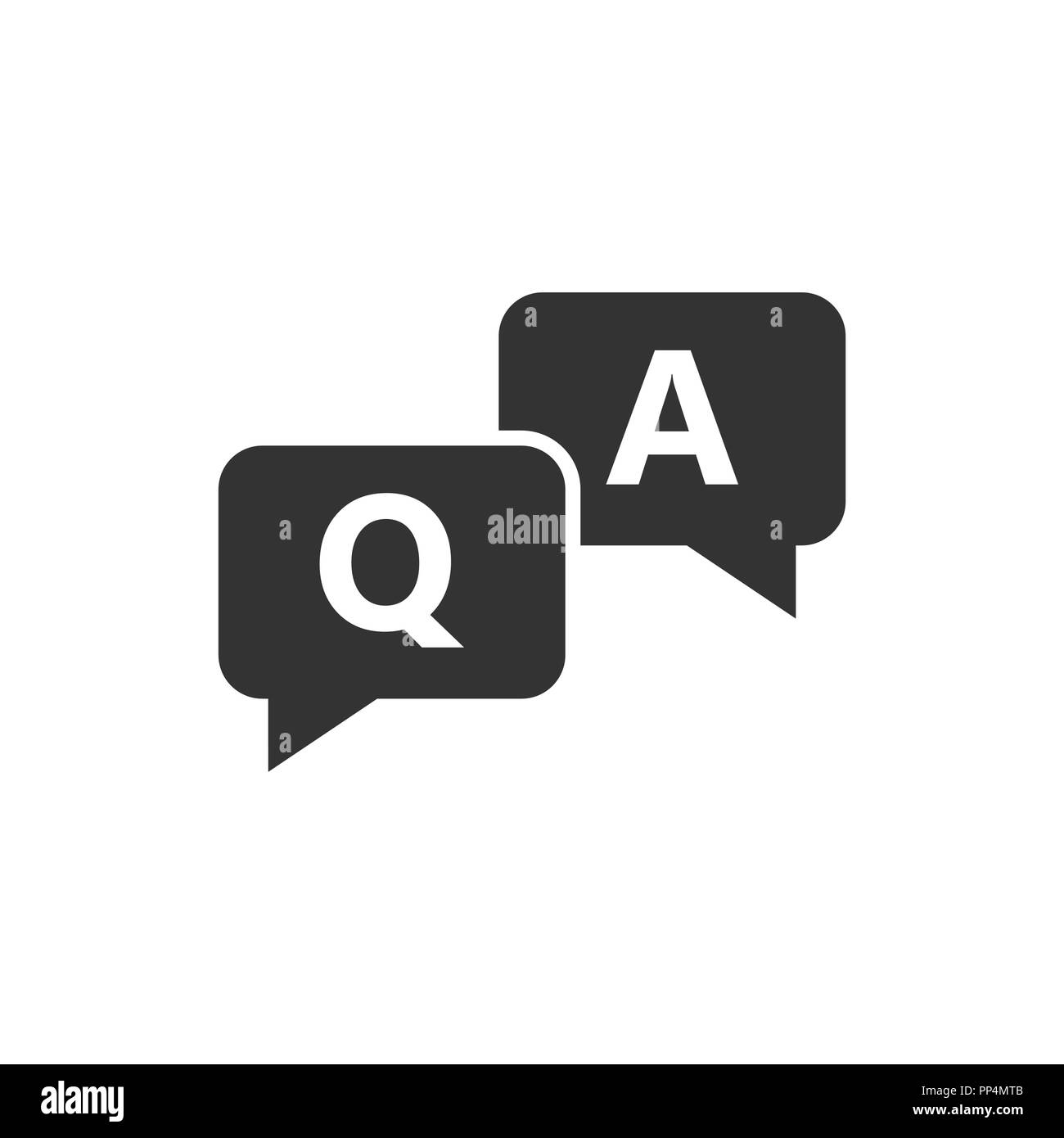 Question and answer icon in flat style. Discussion speech bubble vector ...