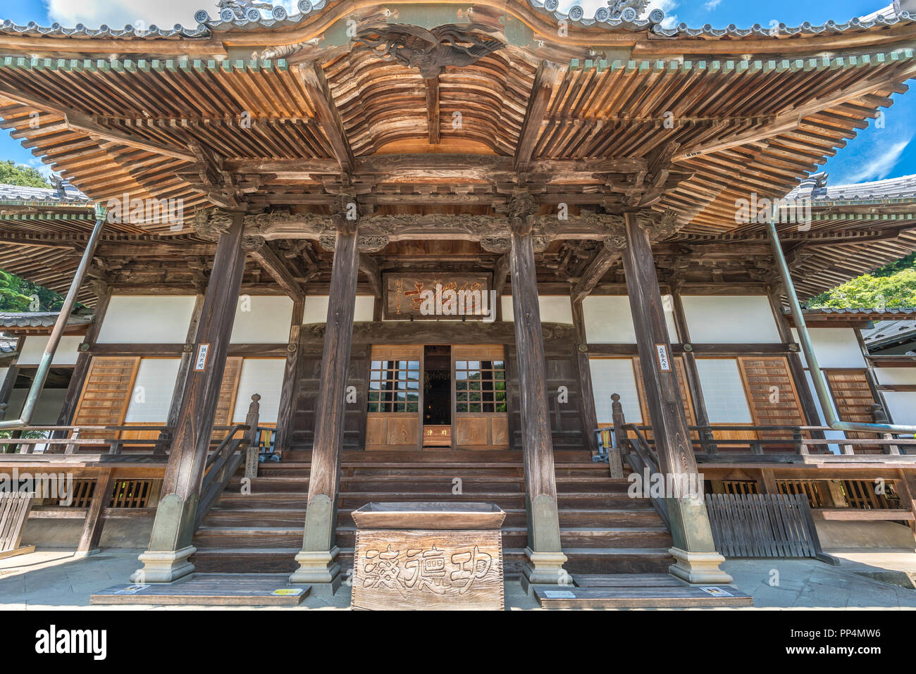 Izu, Shizuoka, Japan - August 10, 2018 : Honden (Main Hall) of Shuzenji ...