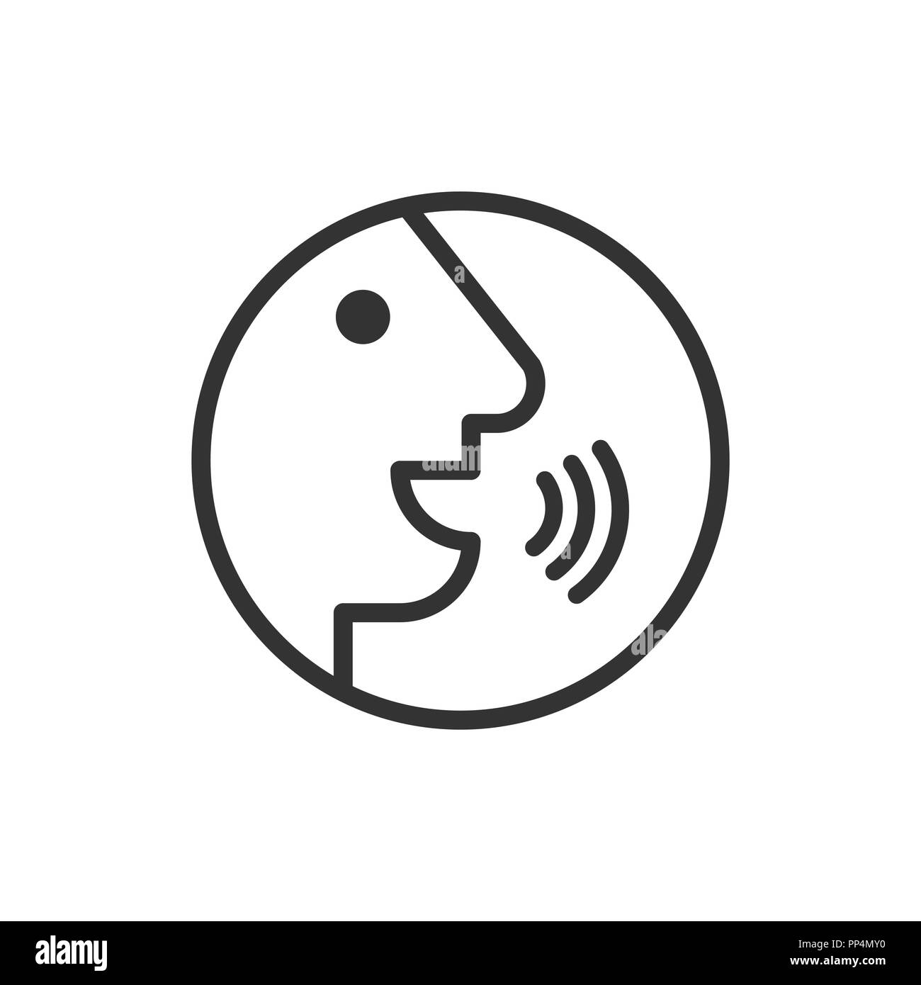 Voice command with sound waves icon in flat style. Speak control vector ...