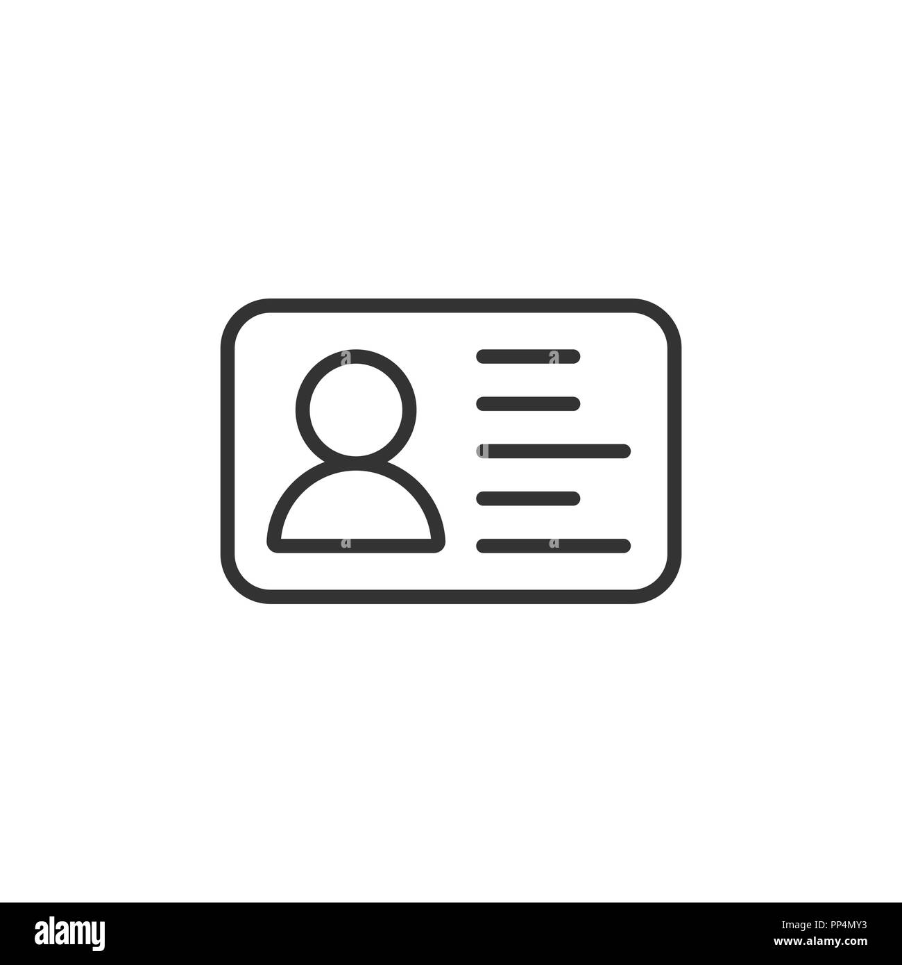 Id card icon in flat style. Identity badge vector illustration on white ...