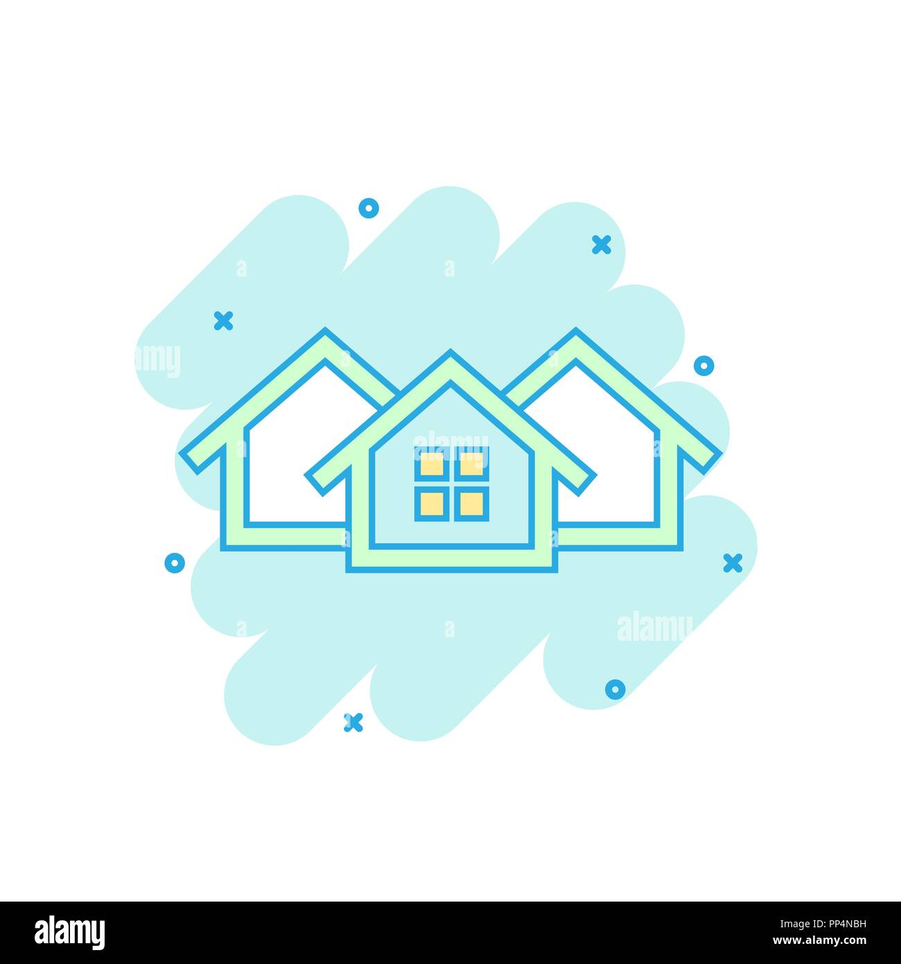Cartoon colored house icon in comic style. Home illustration pictogram ...