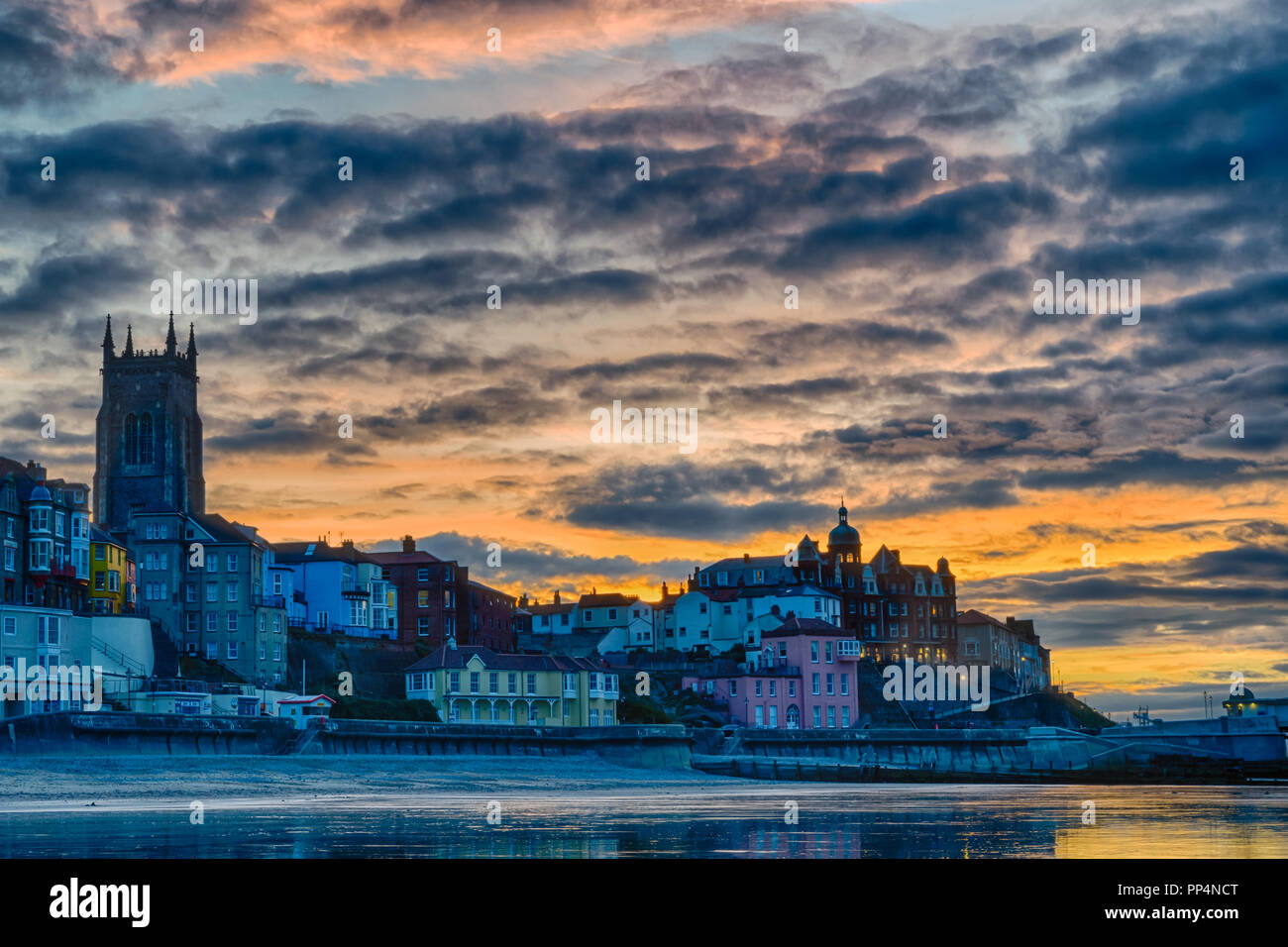 Cromer seafront at sunset taken from the beach Stock Photo - Alamy