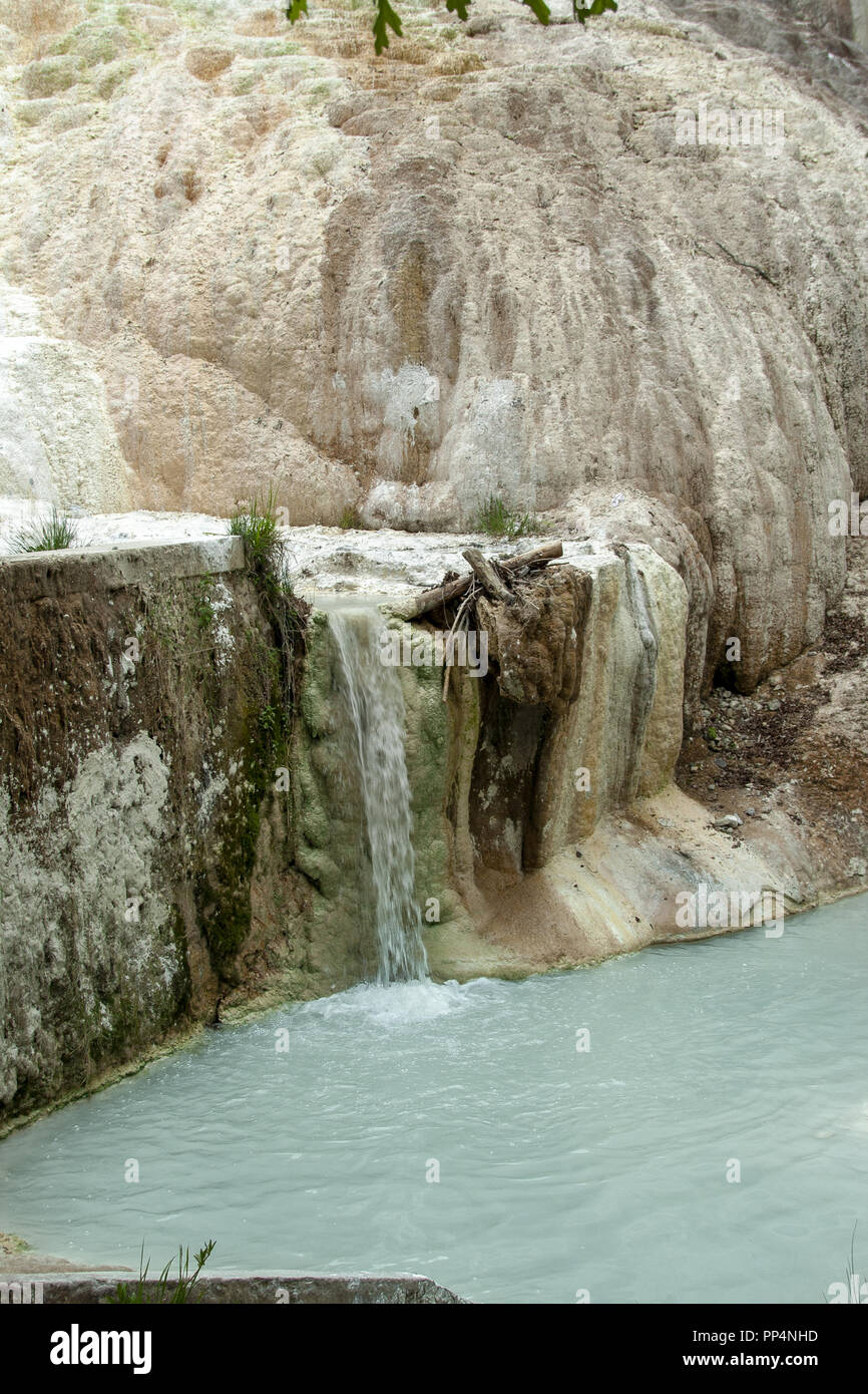 Spring of thermal water of Bagni san filippo in Val d'Orcia, Tuscany ...