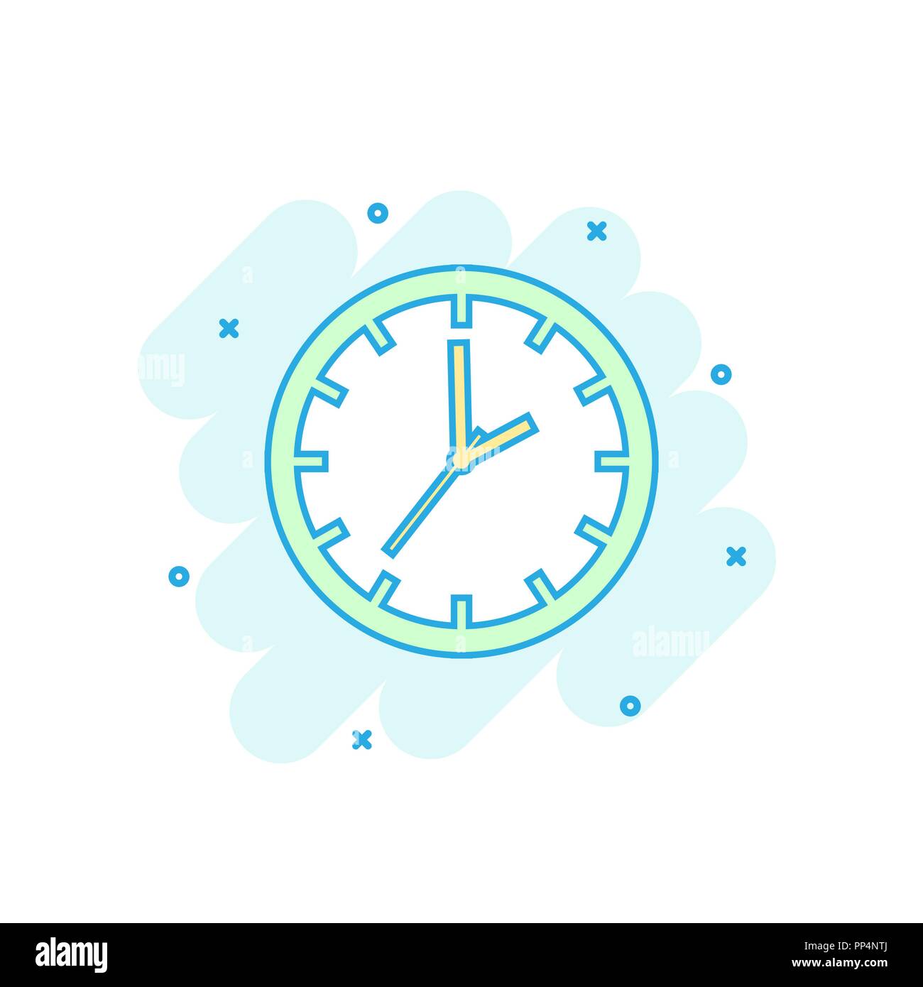 Cartoon colored clock timer icon in comic style. Time sign illustration ...