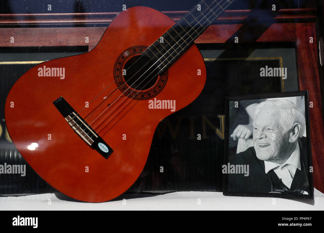 A window display in Castleblaney as the unveiling of a statue of late ...