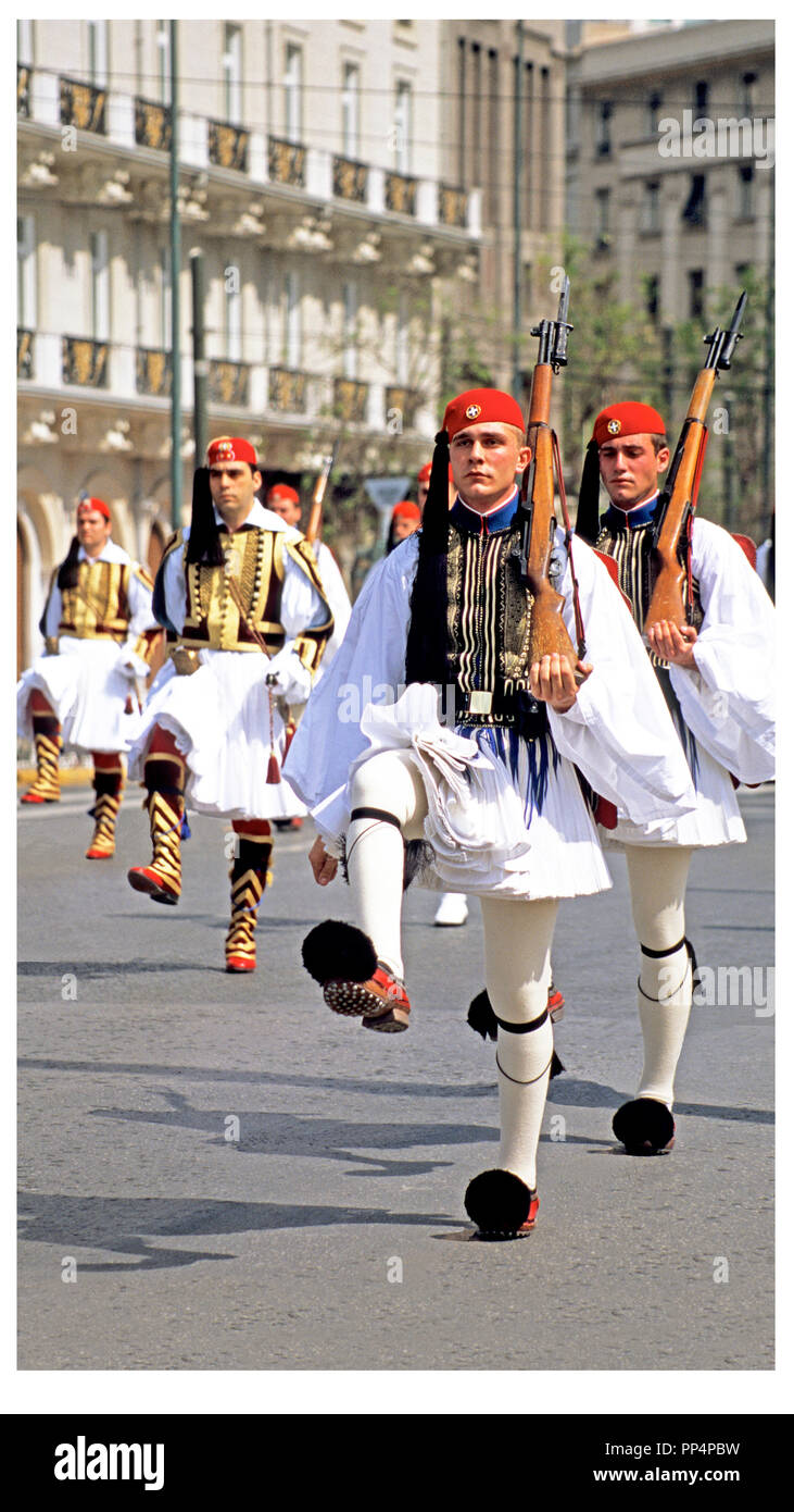 Greece: Ceremonial Guards marching to Syntagma Square in Athens Stock ...