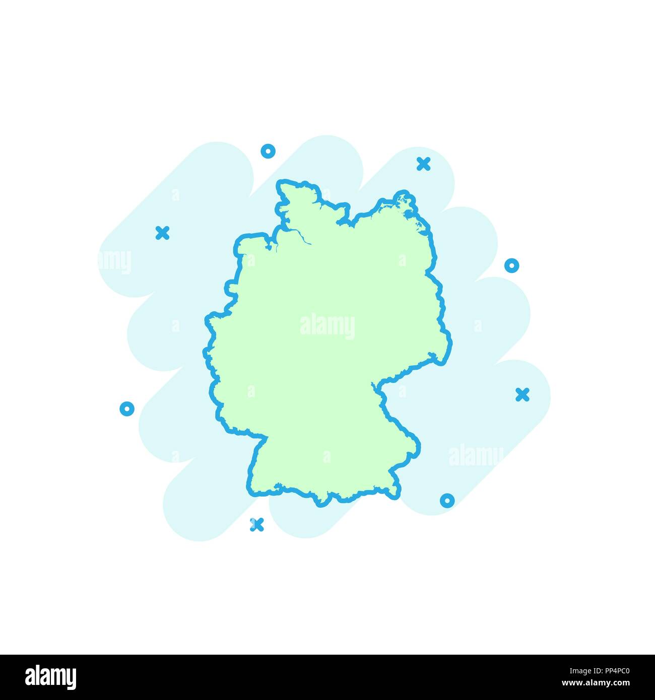 Cartoon colored Germany map icon in comic style. Germany sign ...