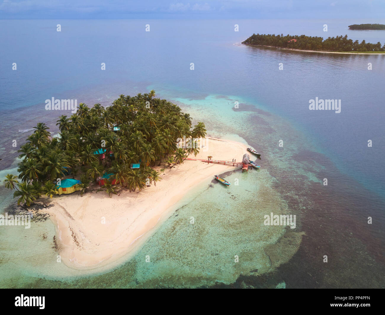 Caribbean islands theme aerial drone view Stock Photo - Alamy