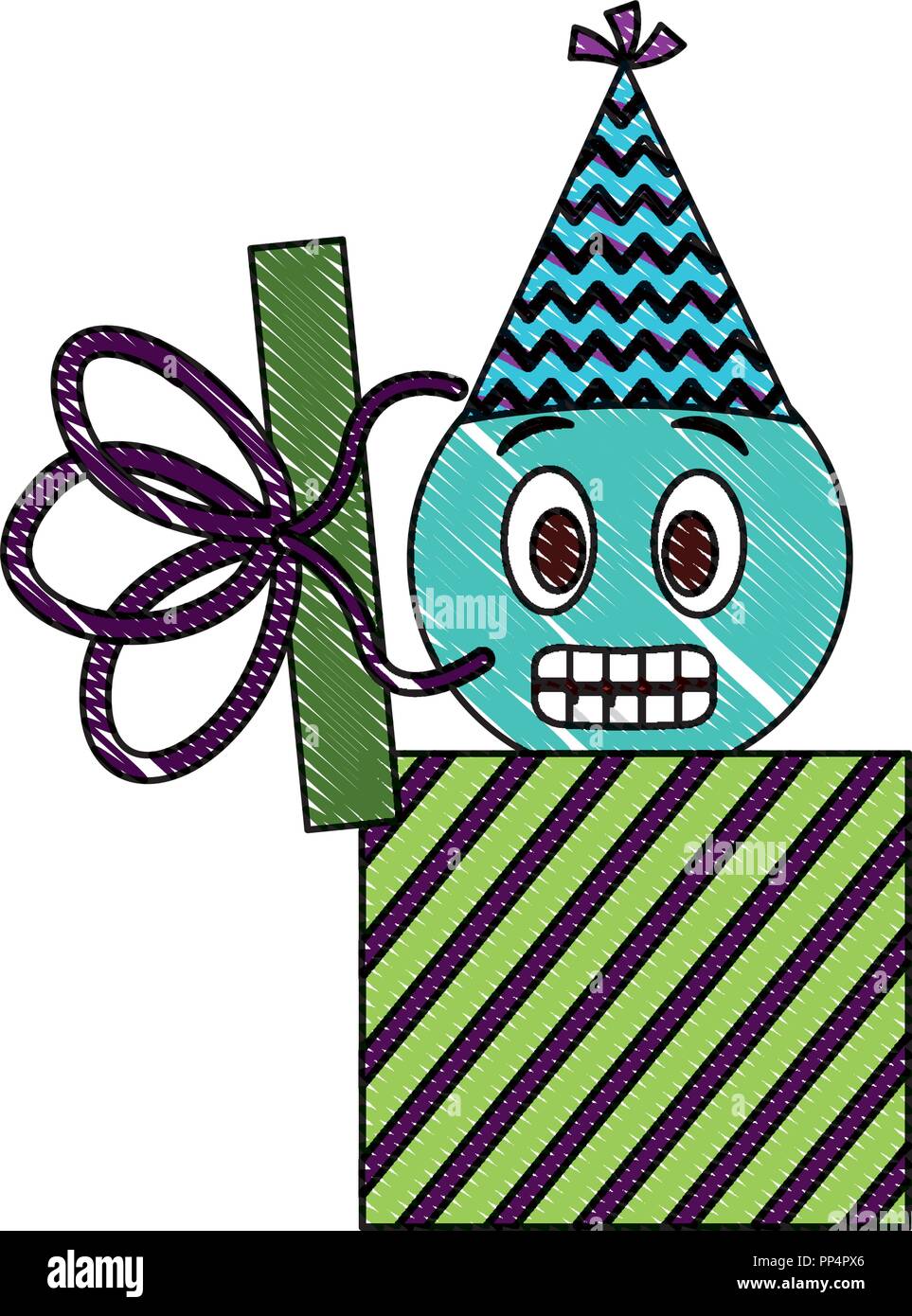 birthday emoticon grinning face gift party hat Stock Vector Image & Art ...