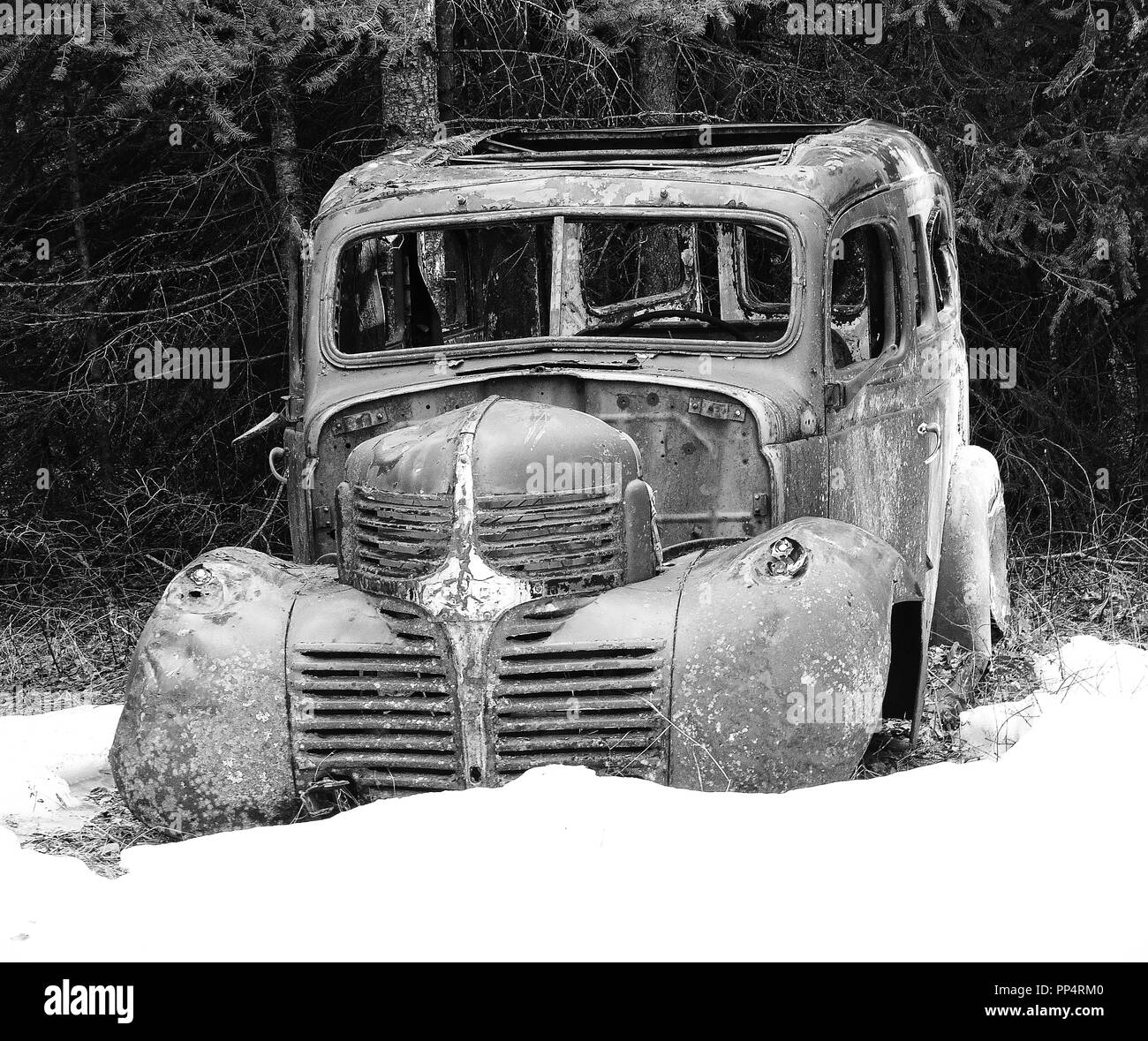 ruined cars in black and white in various monochrome tones Stock Photo ...