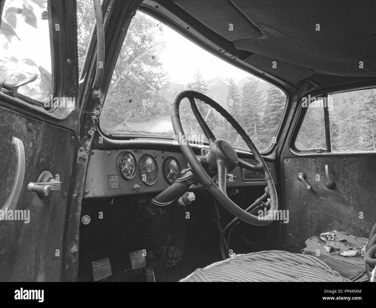 ruined cars in black and white in various monochrome tones Stock Photo ...