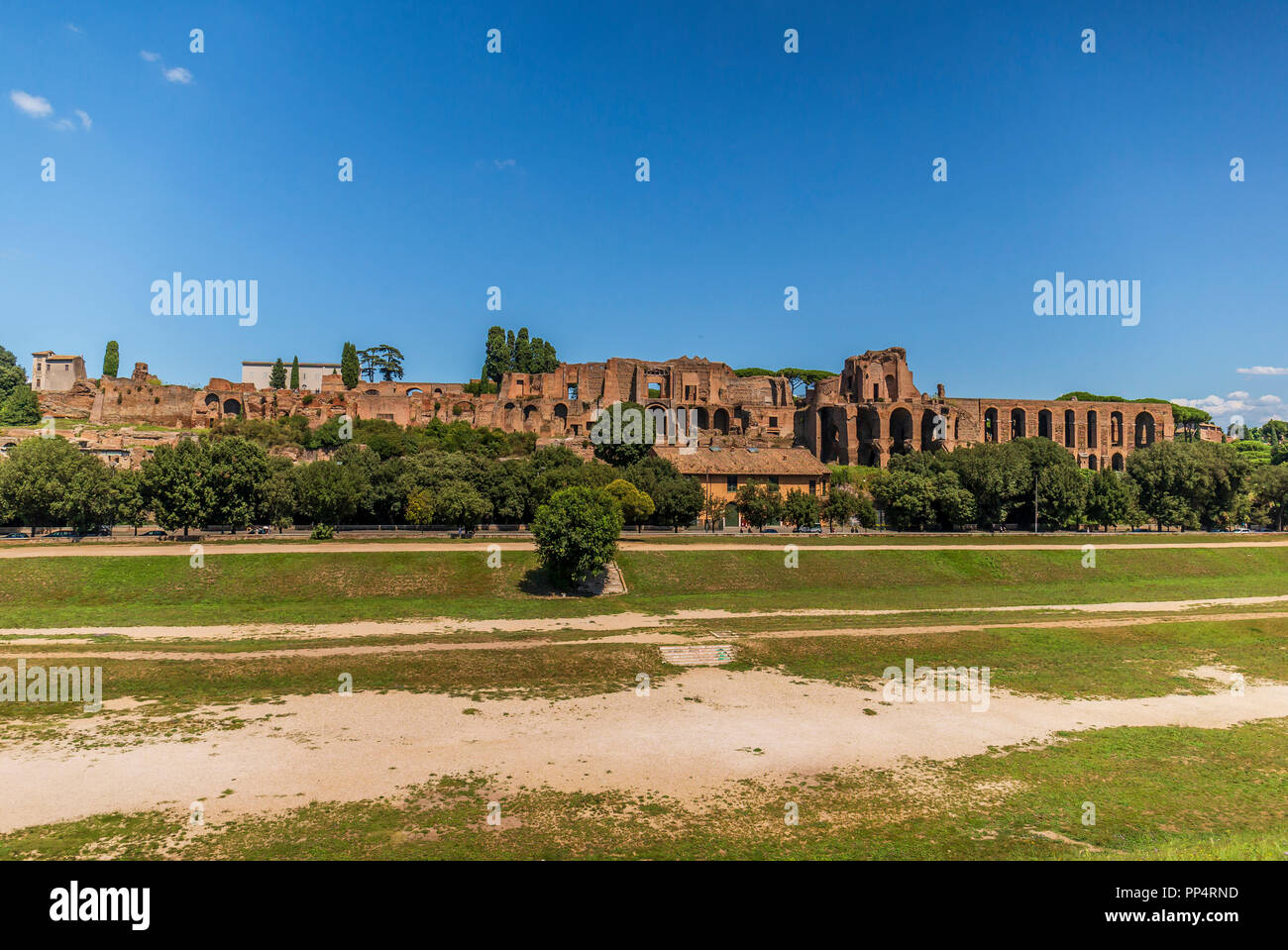Circus Maximus: ancient Roman stadium, the Palatine hill, Rome - Italy ...