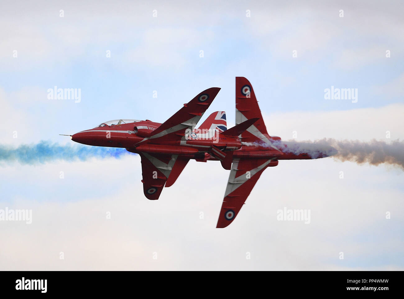 The RAF Red Arrows perform during the Battle of Britain Air Show at the ...