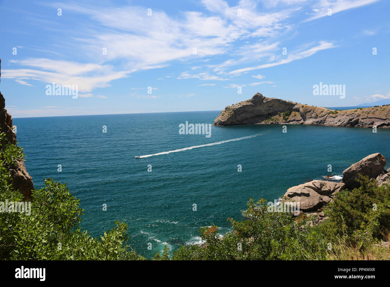 beautiful mountains and blue sea in Crimea, nature and travel ...