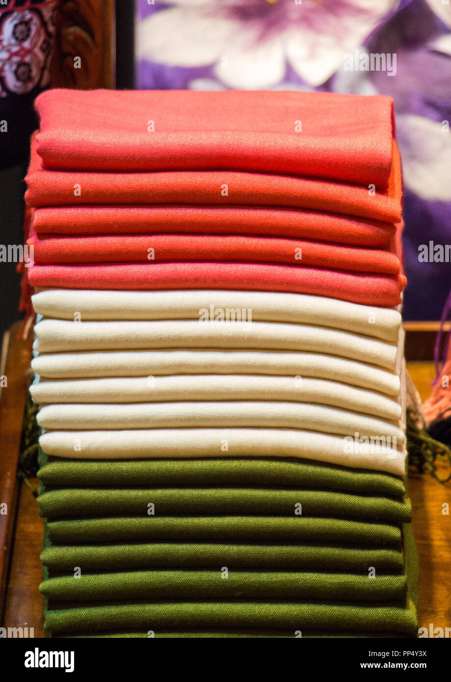 Examples of colorful fabric of various color and type Stock Photo - Alamy